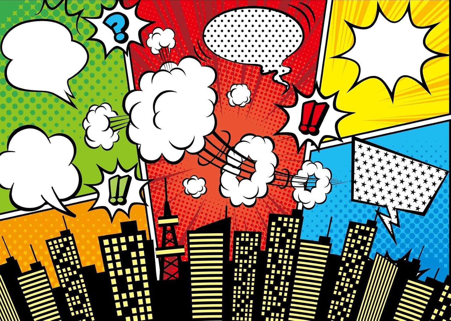 Amazon.com : BELECO 5x3ft Fabric Super City Backdrop for Superhero ...