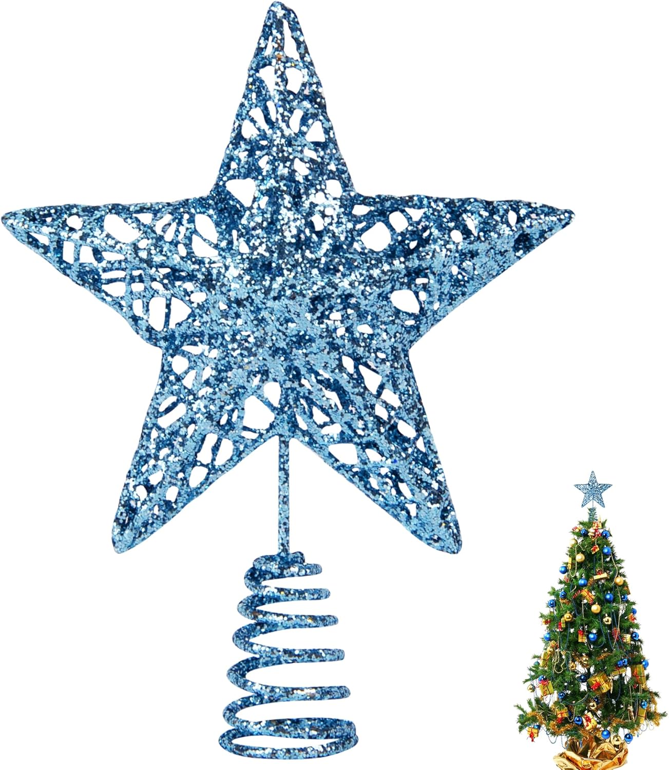 Amazon.com: 6 Inch Christmas Tree Topper Mini Teal Star Small Star for ...