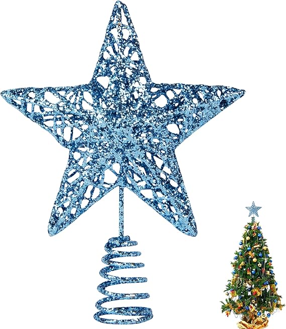 Amazon.com: 6 Inch Christmas Tree Topper Mini Teal Star Small Star for ...