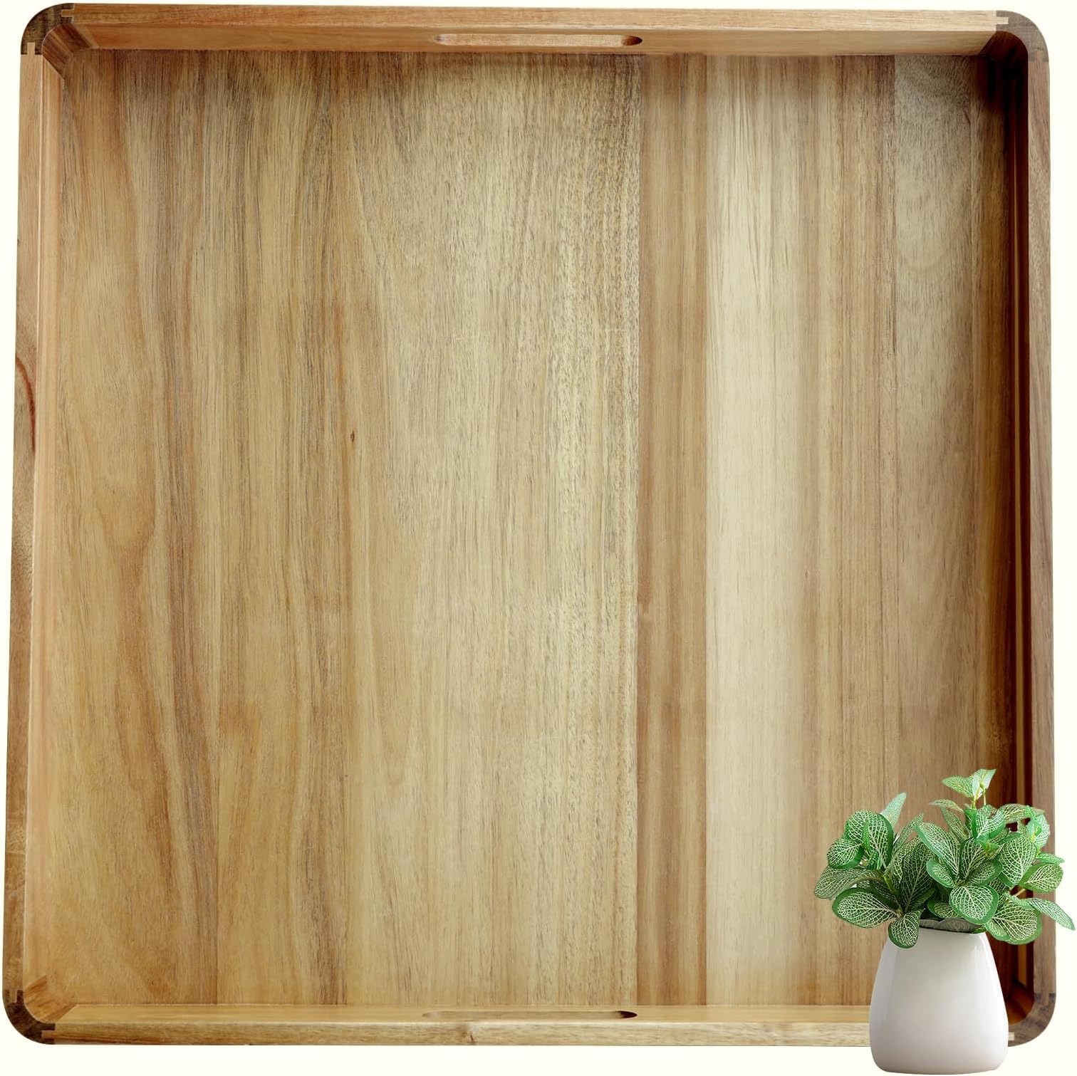 Amazon.com: Extra Large Square Acacia Wood Serving Tray,22" Ottoman ...