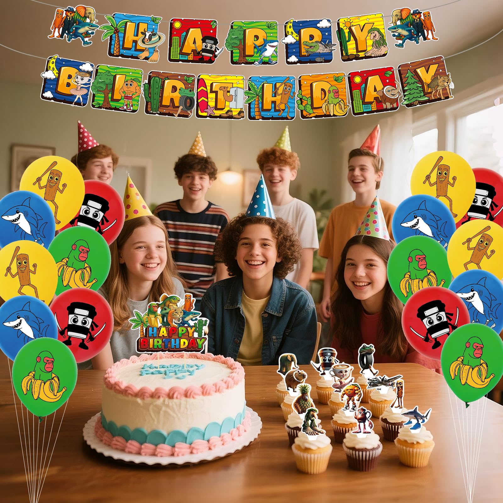 Snapklik.com : Italian Brainrot Birthday Decorations Set Includes Happy ...