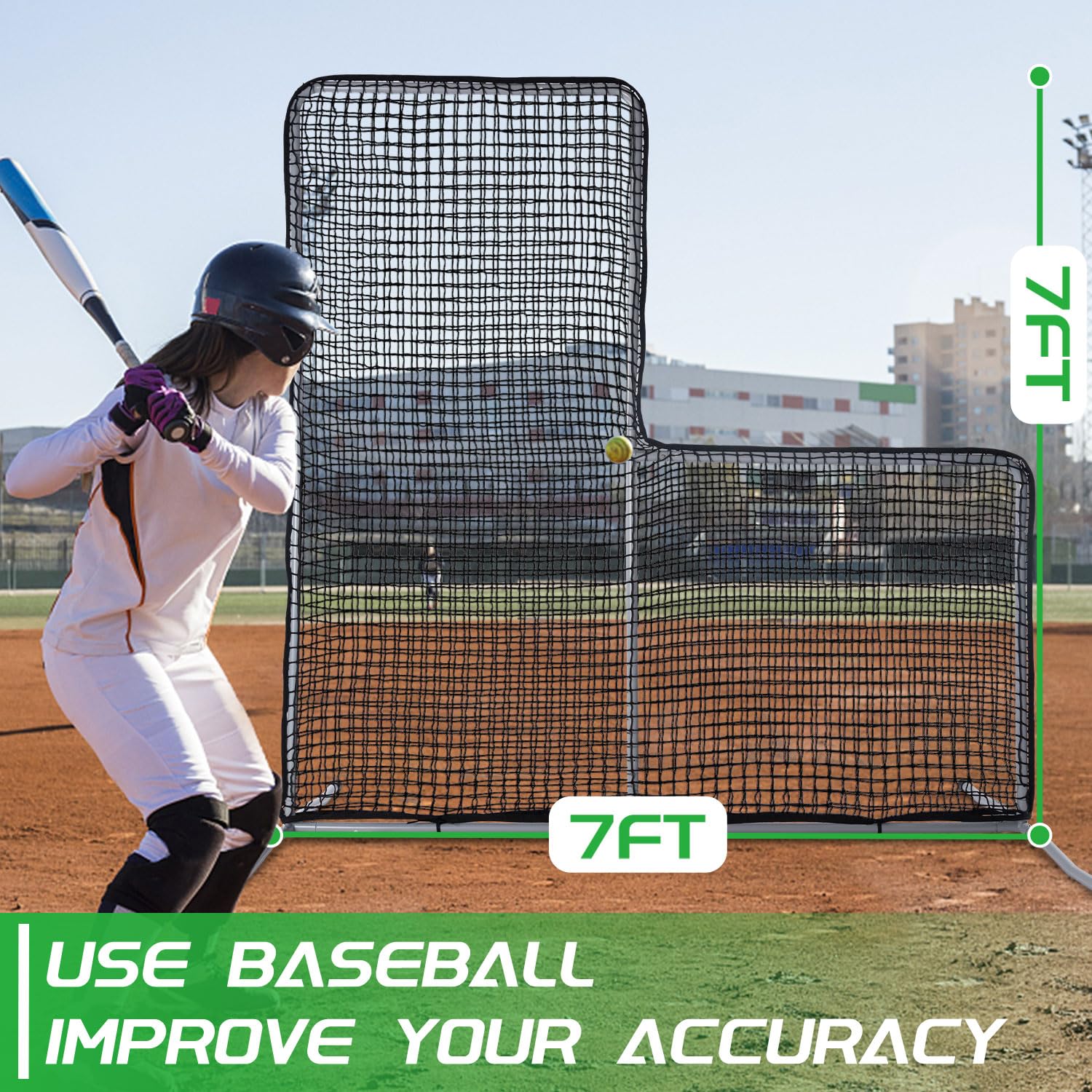 L Screen Baseball PowerNet Baseball & Softball Pitcher Net For Batting ...