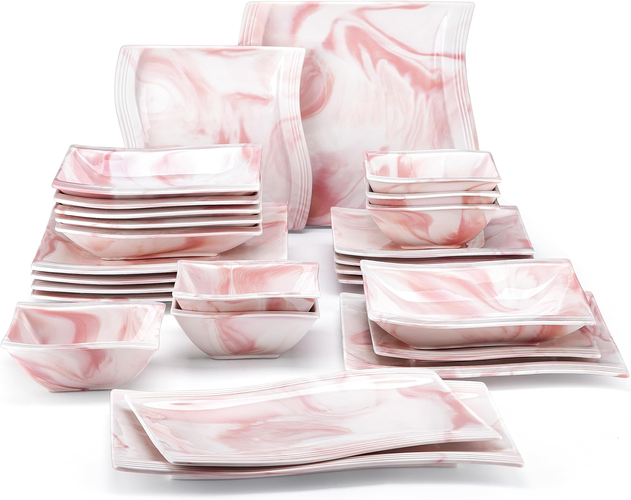 Amazon.com | Corelle Pretty Pink Square 16-Piece Dinnerware Set ...