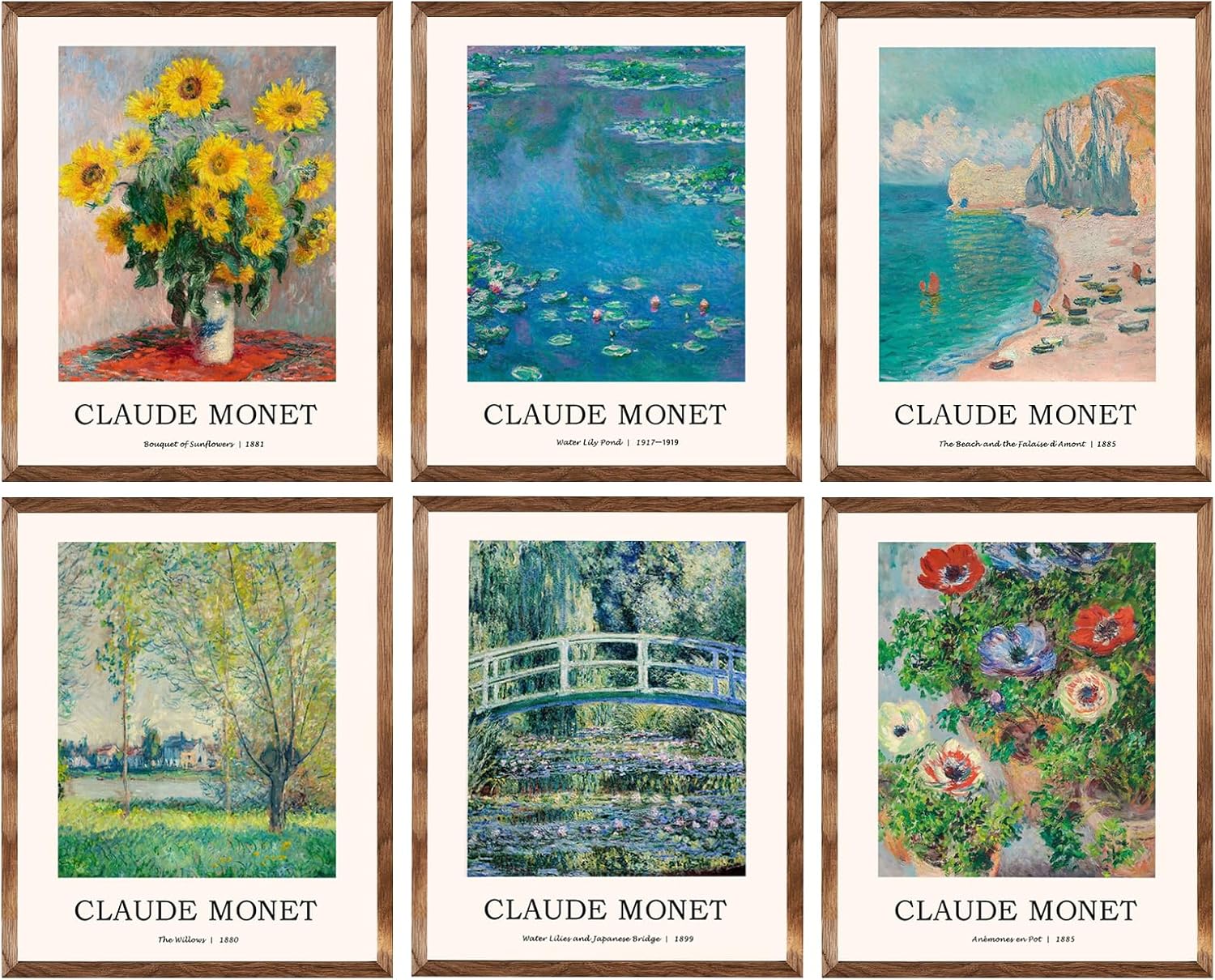 Amazon.com: Claude Monet Wall Art Prints, Set of 6 Aesthetic Vintage ...