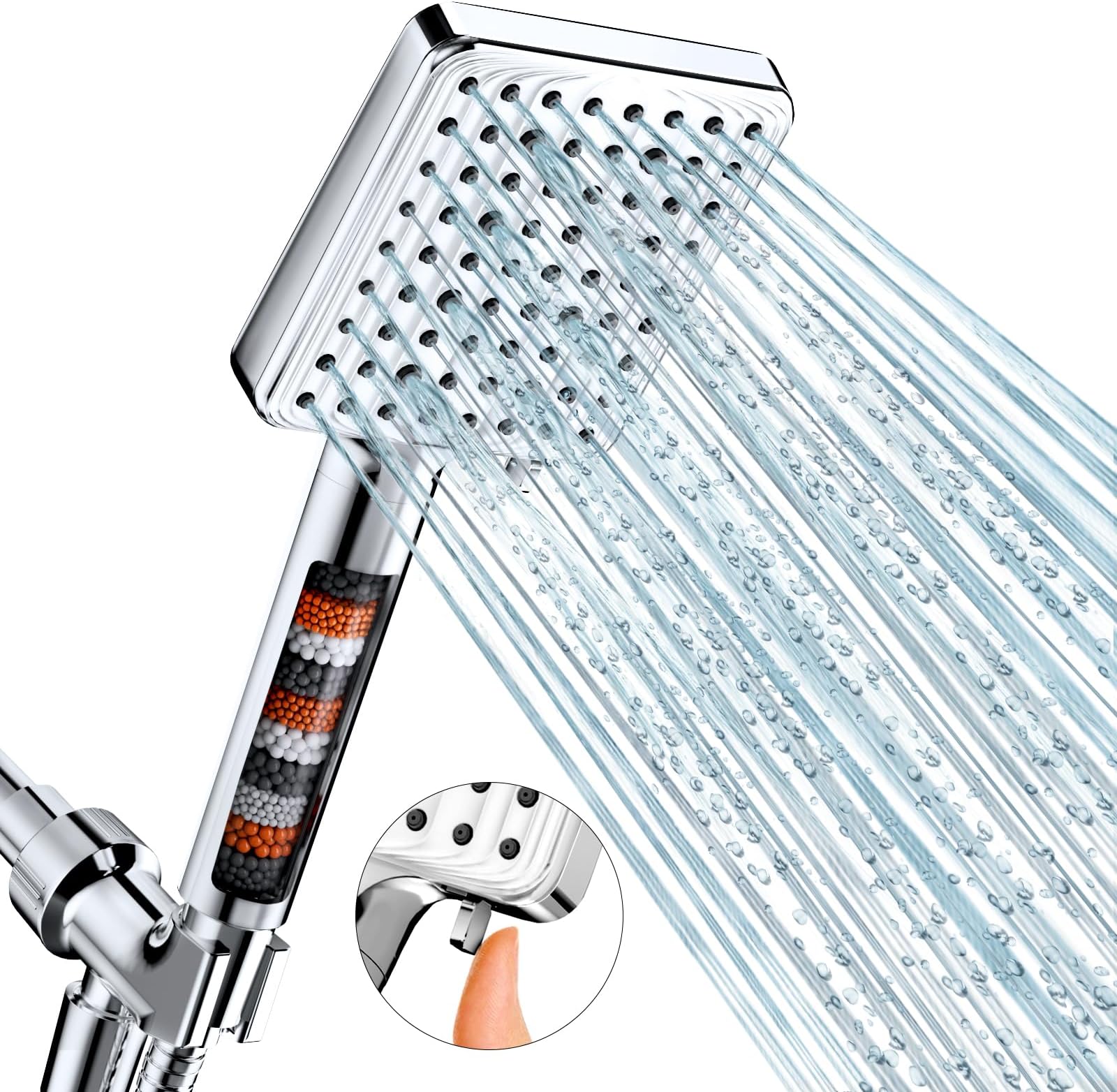 High Pressure Shower Head with Handheld - Modern Square Handheld Shower ...