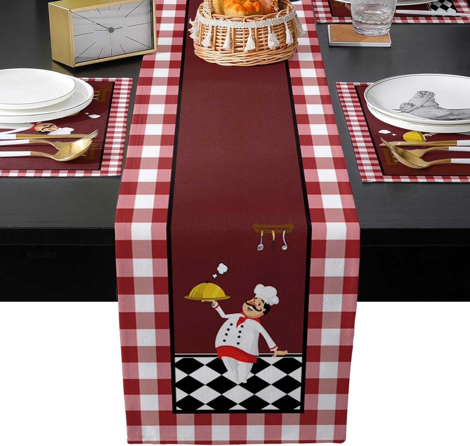 Amazon.com: Placemats with Table Runner, Fat Chef Table Runner and ...