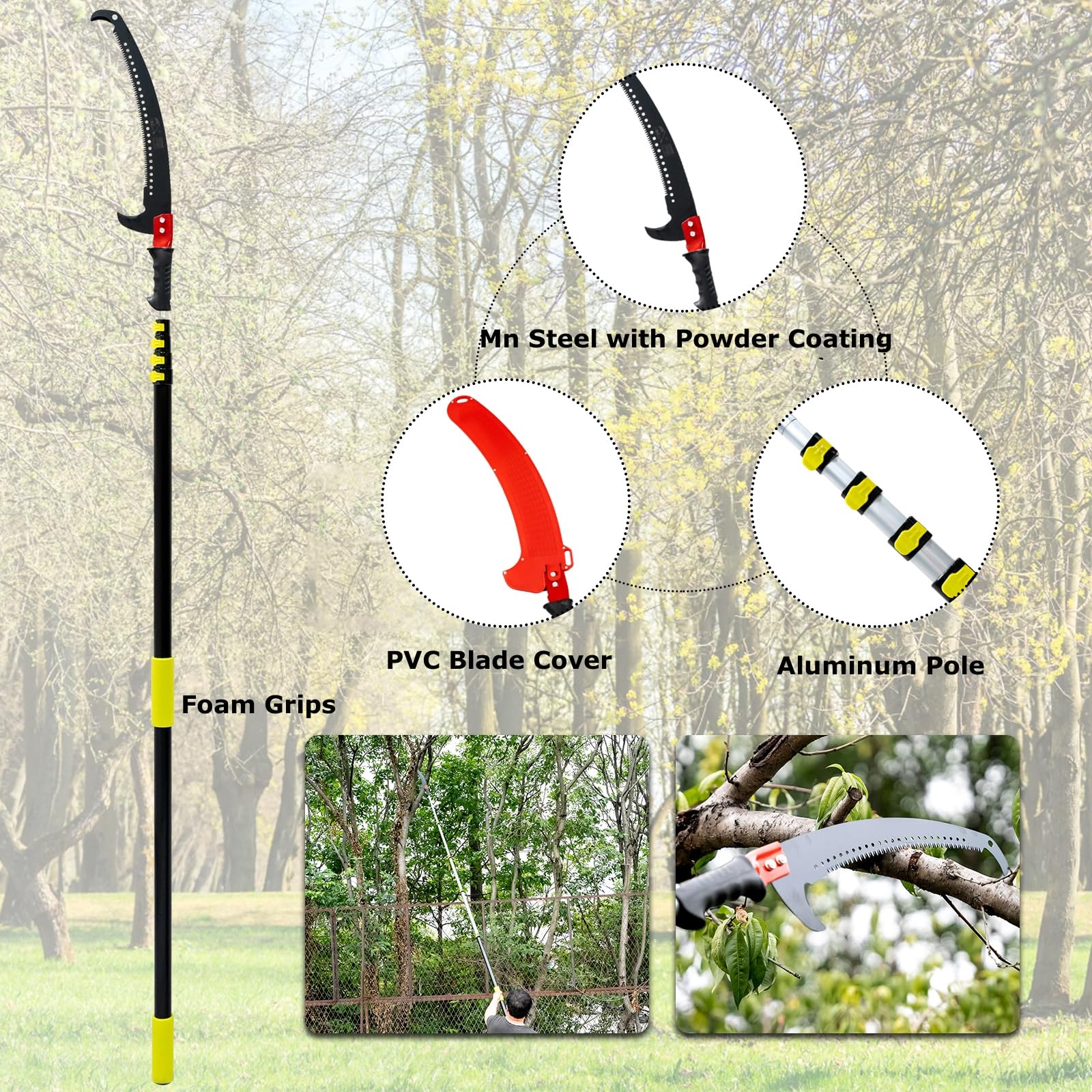 Snapklik.com : Tree Pruner Pole Saw For Tree Trimming, 7.7-26FT ...