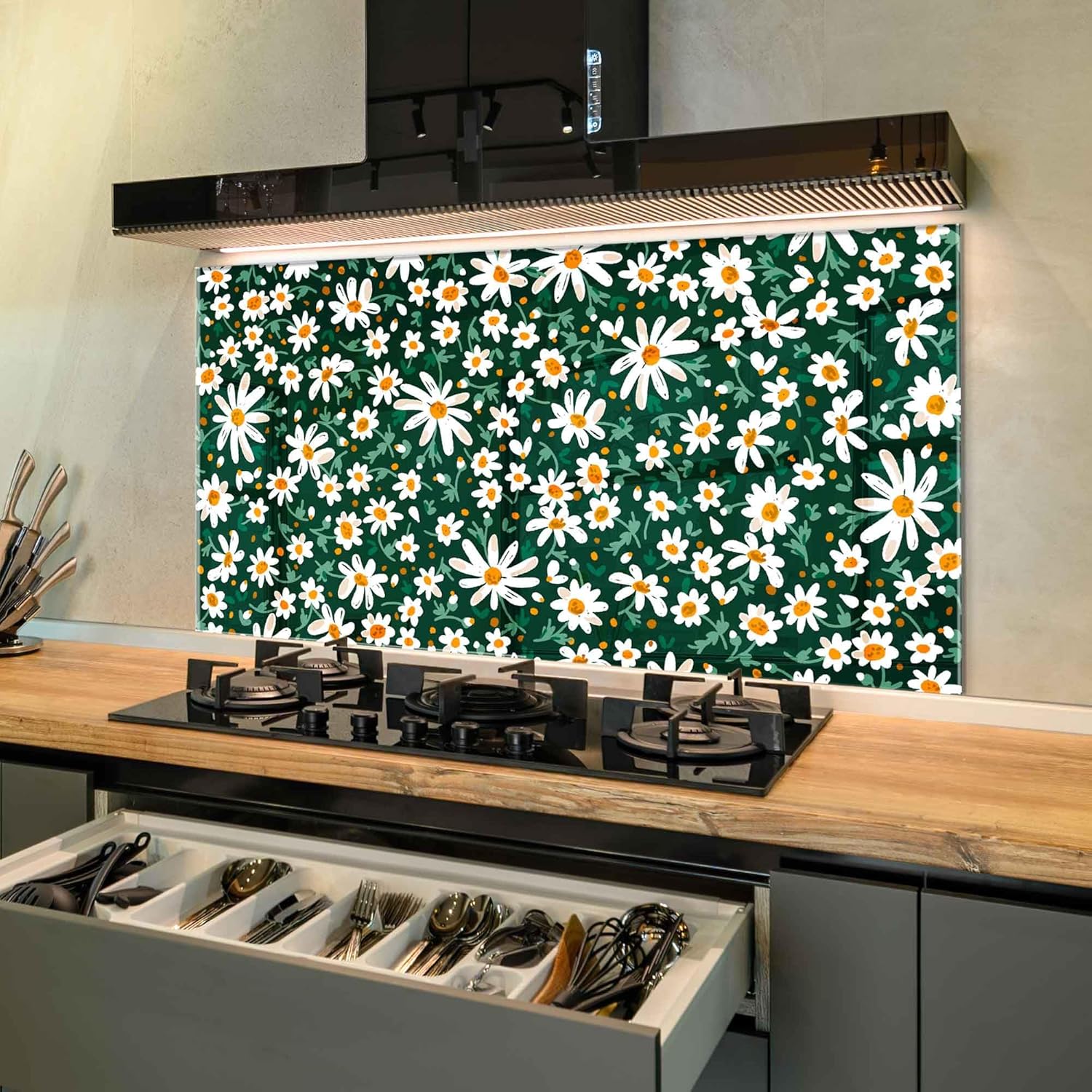 Tempered Glass Kitchen Backsplash, Stove Back Top Cover, Splashback ...
