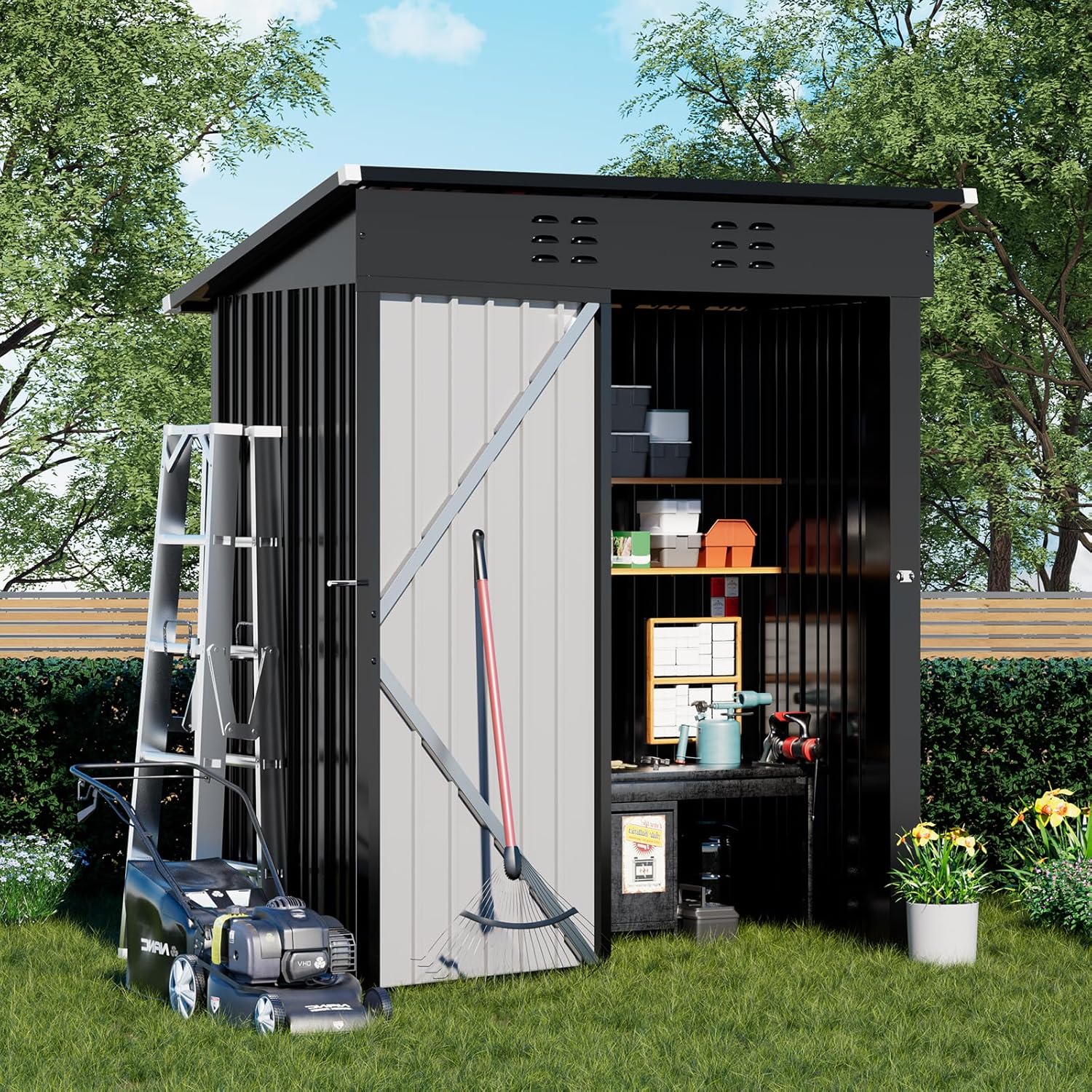Amazon.com : COMHOMA Shed Outdoor Storage Shed Metal,Lockable Doors ...