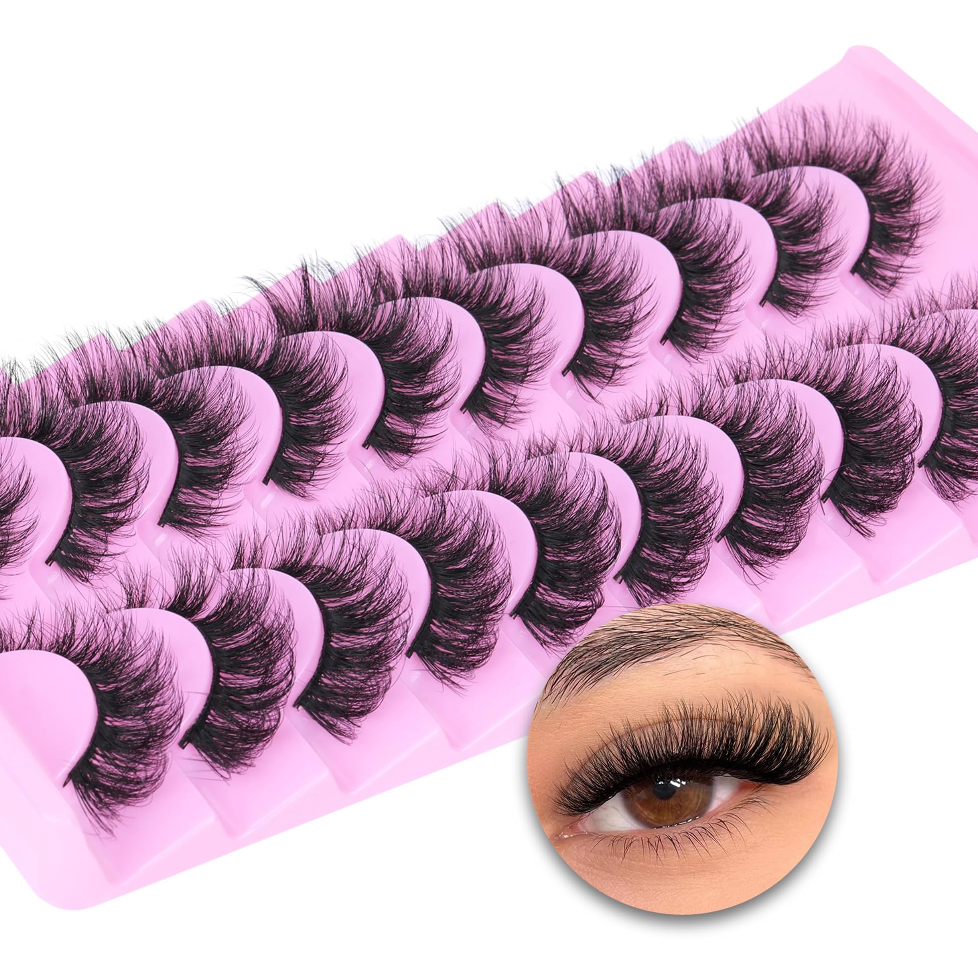 Amazon.com: TNFVLONEINS Wispy Lashes Natural Look Fluffy Eye Lashes ...