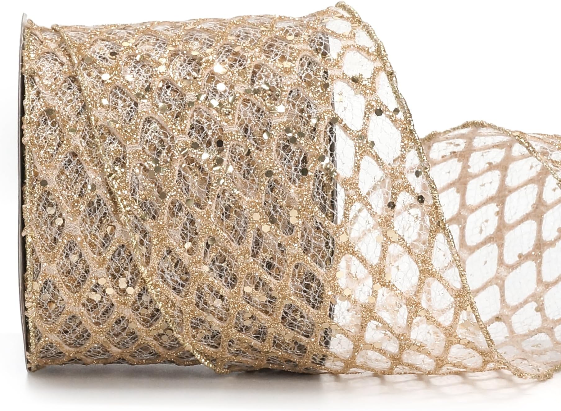 Amazon.com: CSZD RIBBON Brown Fall Stretchable Mesh Glitter Metallic ...