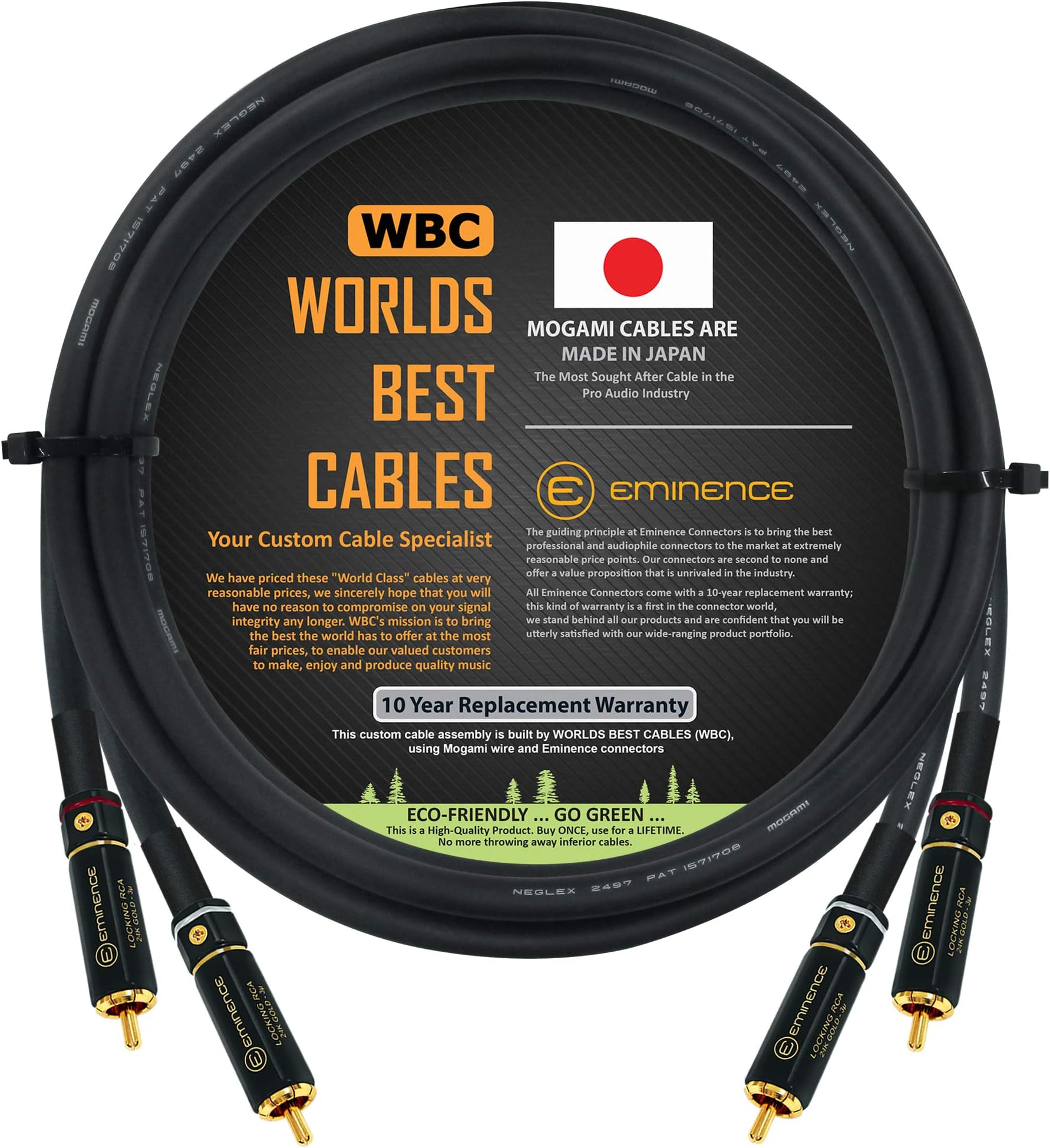 Amazon.com: WORLDS BEST CABLES 0.5 Foot RCA Cable Pair - Made with ...
