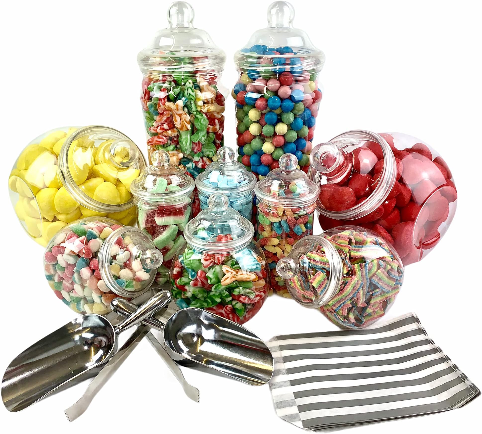 Vintage Victorian Pick & Mix Candy Buffet Kit - 10 Jar Pack & Silver ...