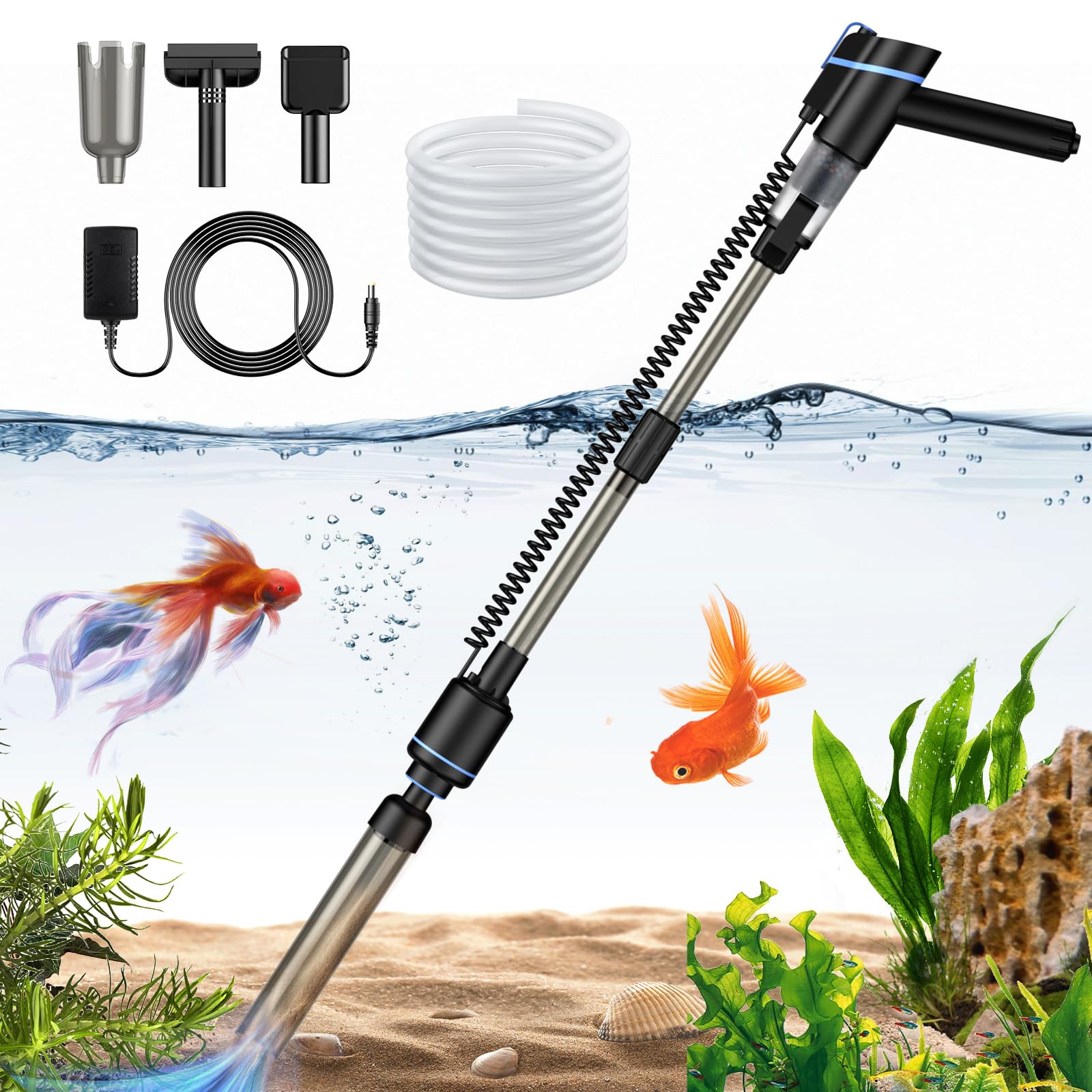 Amazon.com : Lauosume Electric Aquarium Vacuum Gravel Cleaner, 24W Fish ...