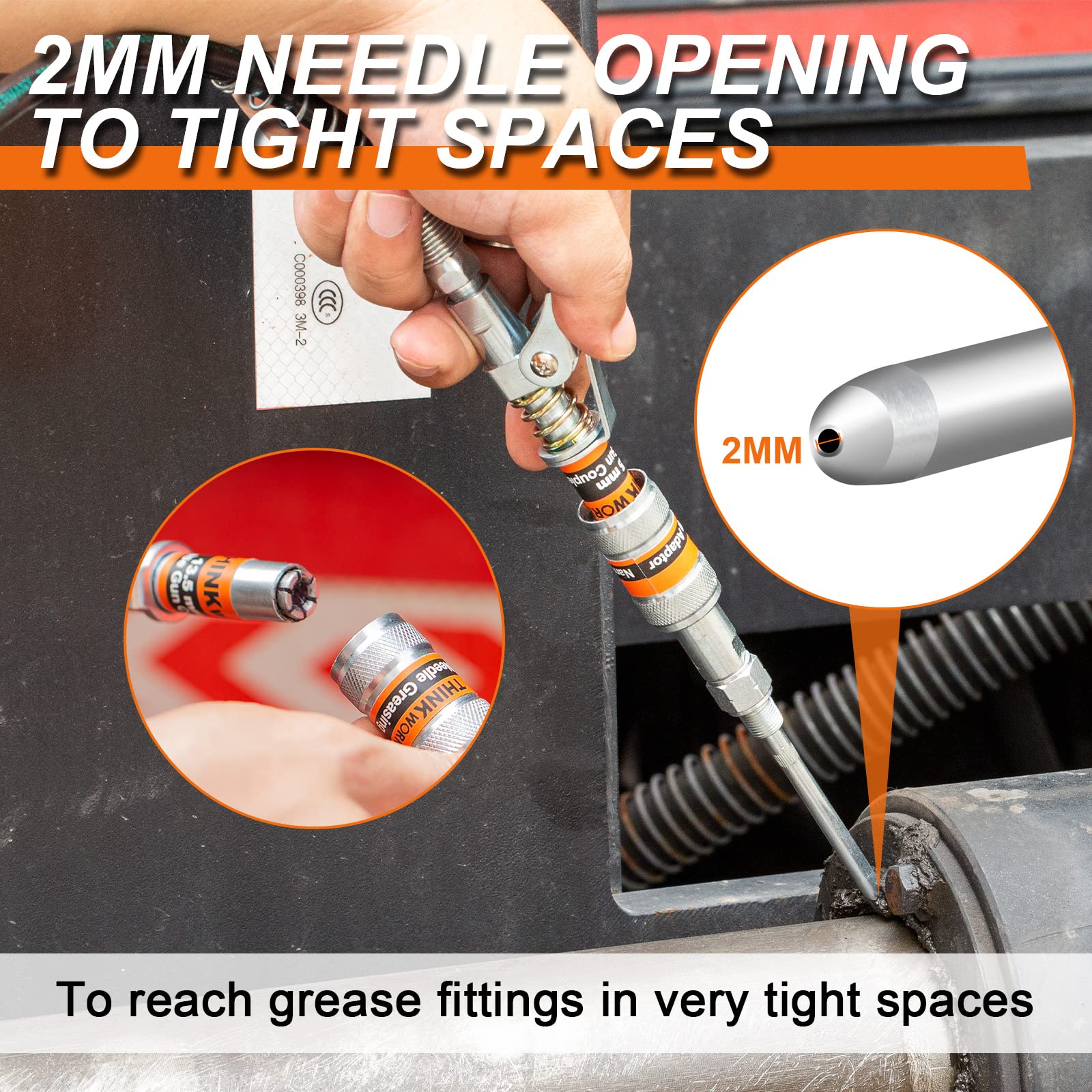 Snapklik.com : Grease Gun Coupler, 0.53"OD Grease Gun Tip, 6 Locking ...