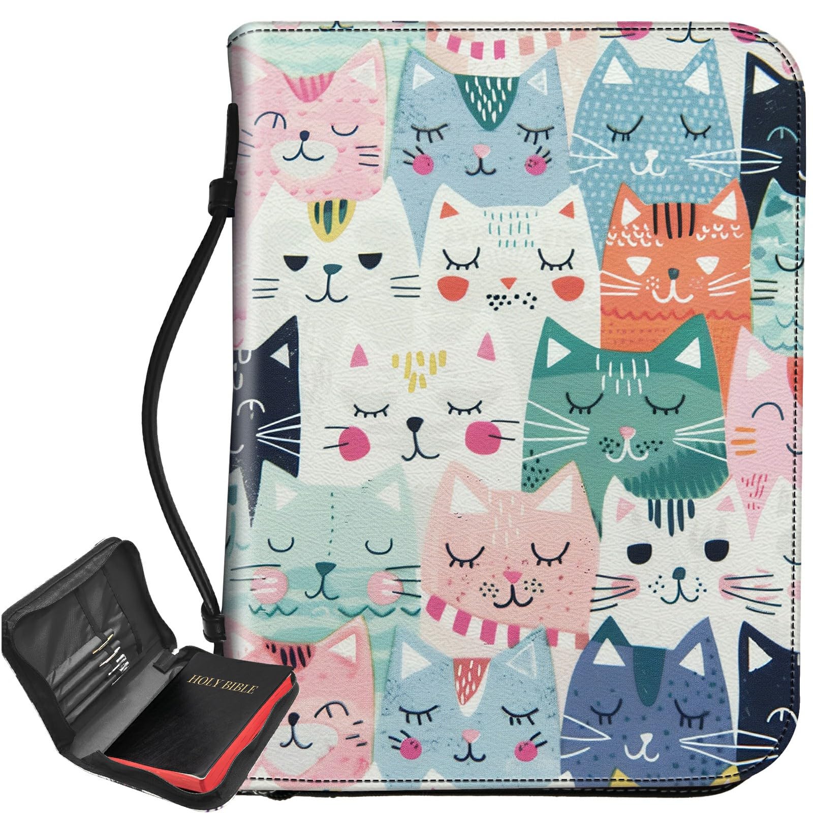 Snapklik.com : Cartoon Cats Bible Cover, Large Bible Protector Case ...