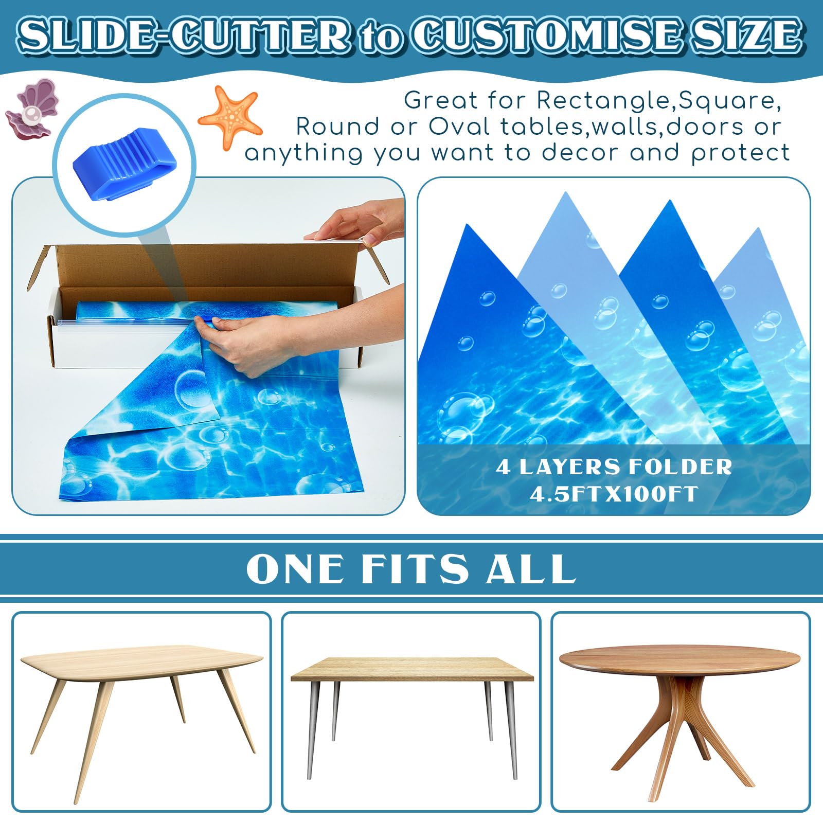 Snapklik.com : 1 Roll 1200 Inch X 54 Inch Under The Ocean Tablecloth ...