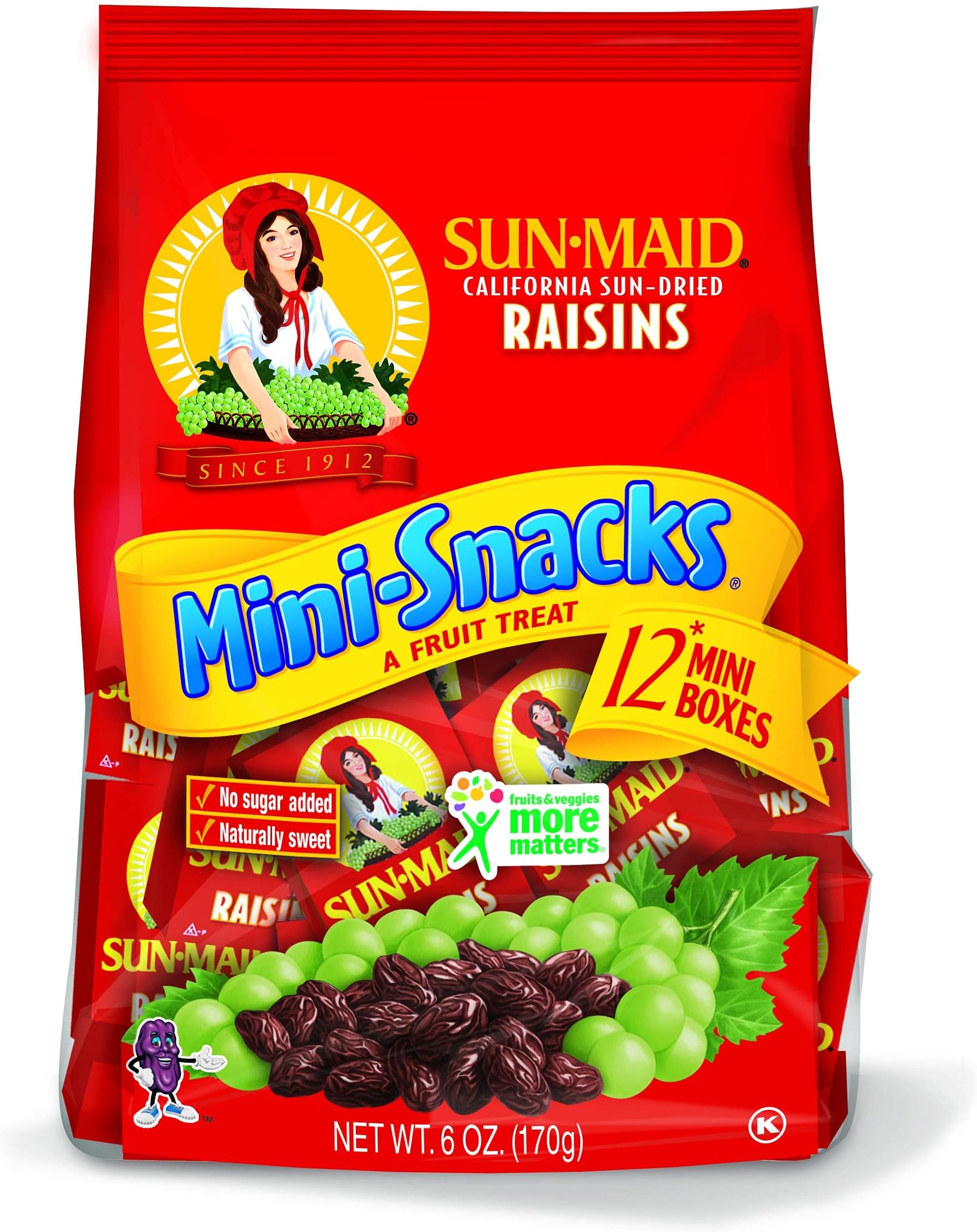 Amazon.com: Sun-Maid California Dried Raisins Mini Snack Packs 0.5 Oz ...