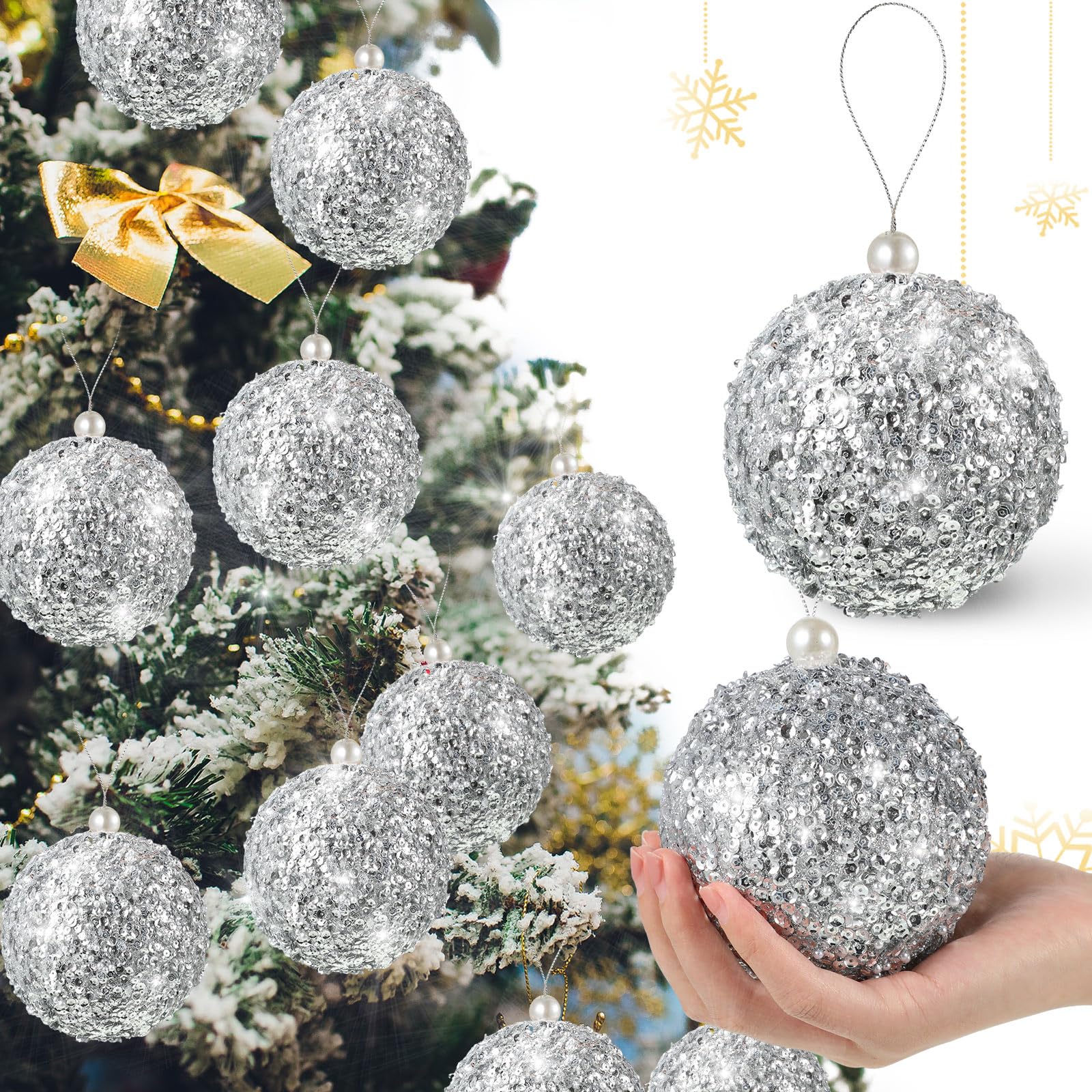 Glitter Ball Ornaments Ball Glitter Ornament Brown Shimmering 120MM