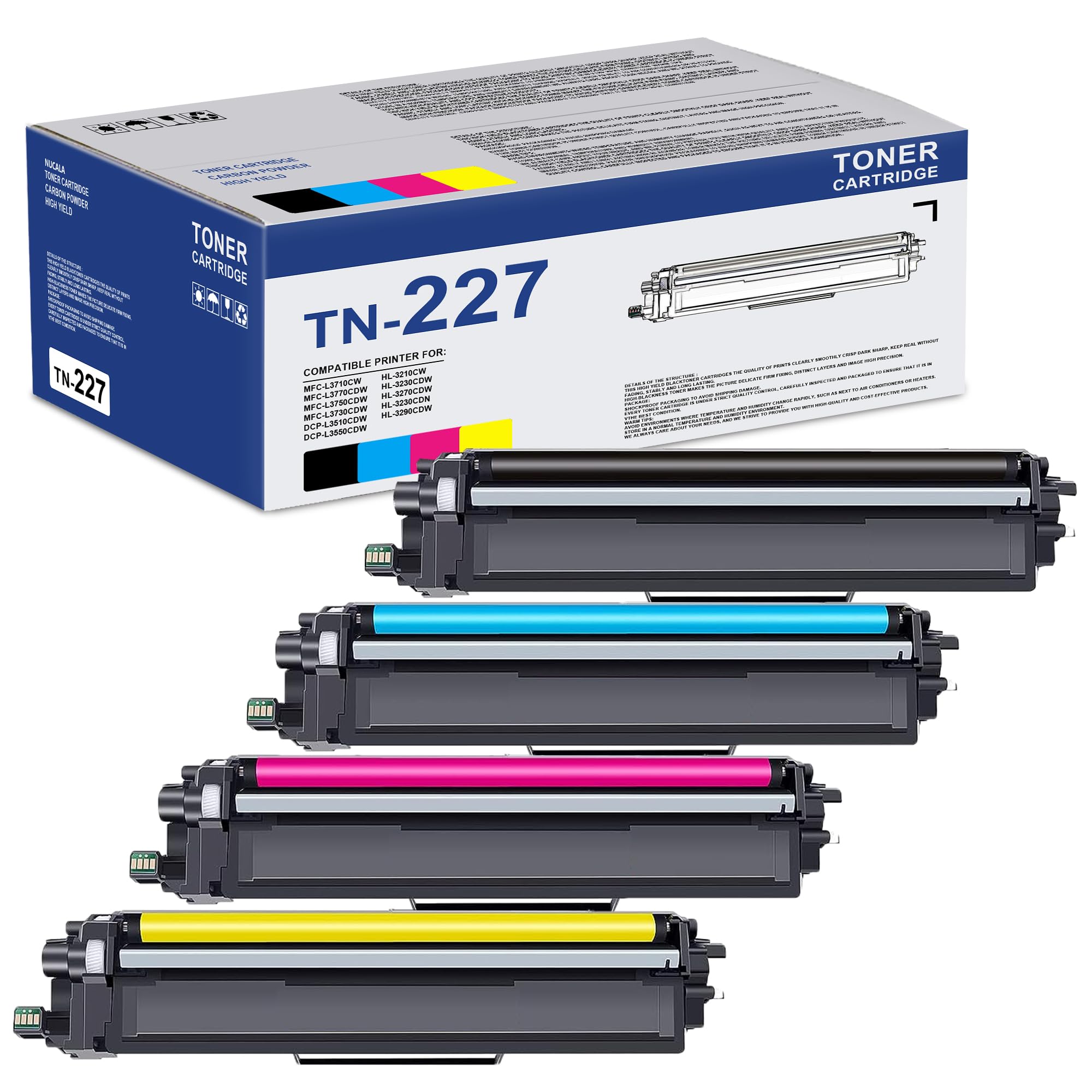 Amazon.com: TN-227 TN227 High Yield Toner Cartridge 4 Pack Black Cyan ...