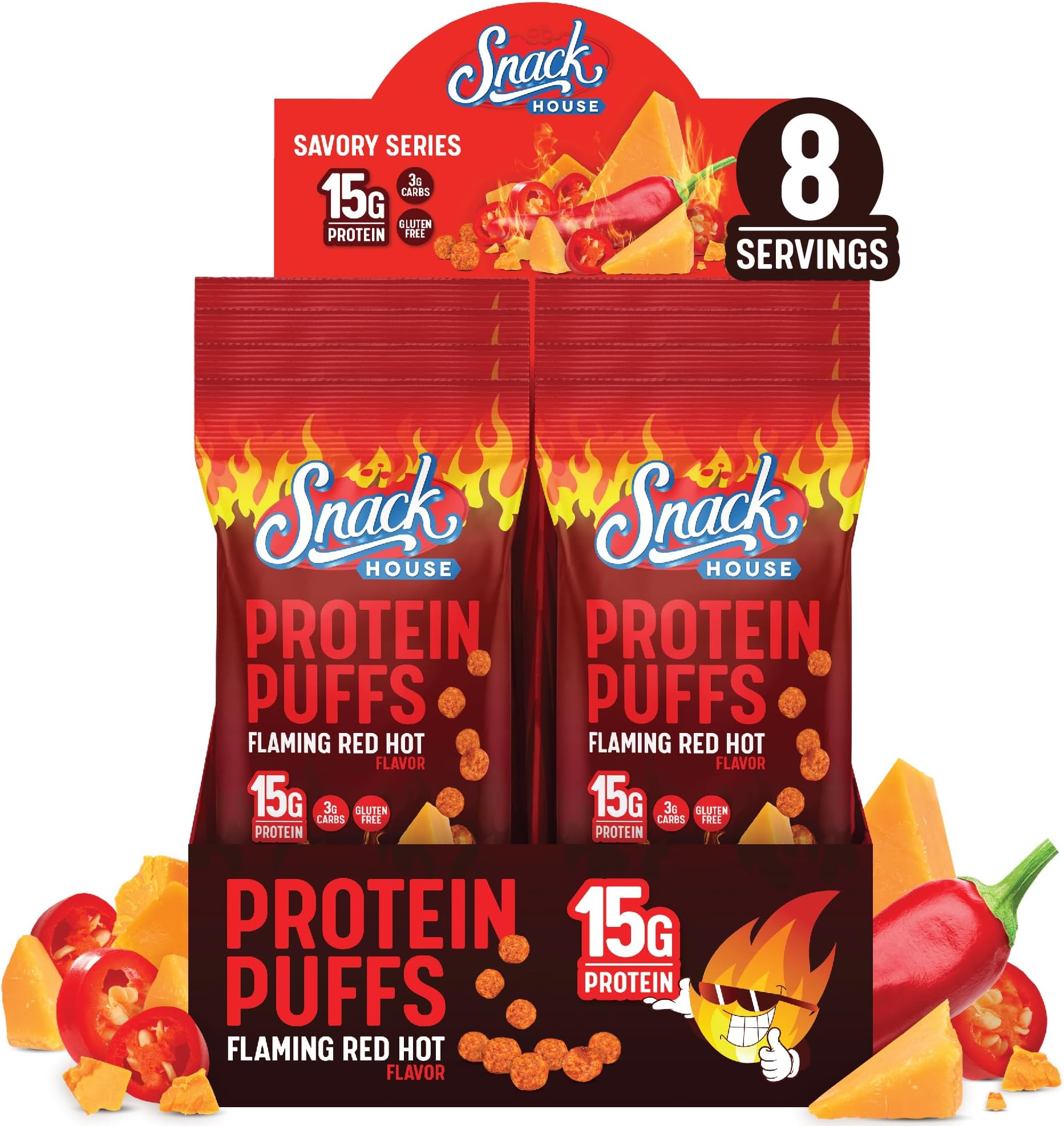 Amazon.com: Flamin Hot High Protein Puffs, Healthy Snack Food for ...