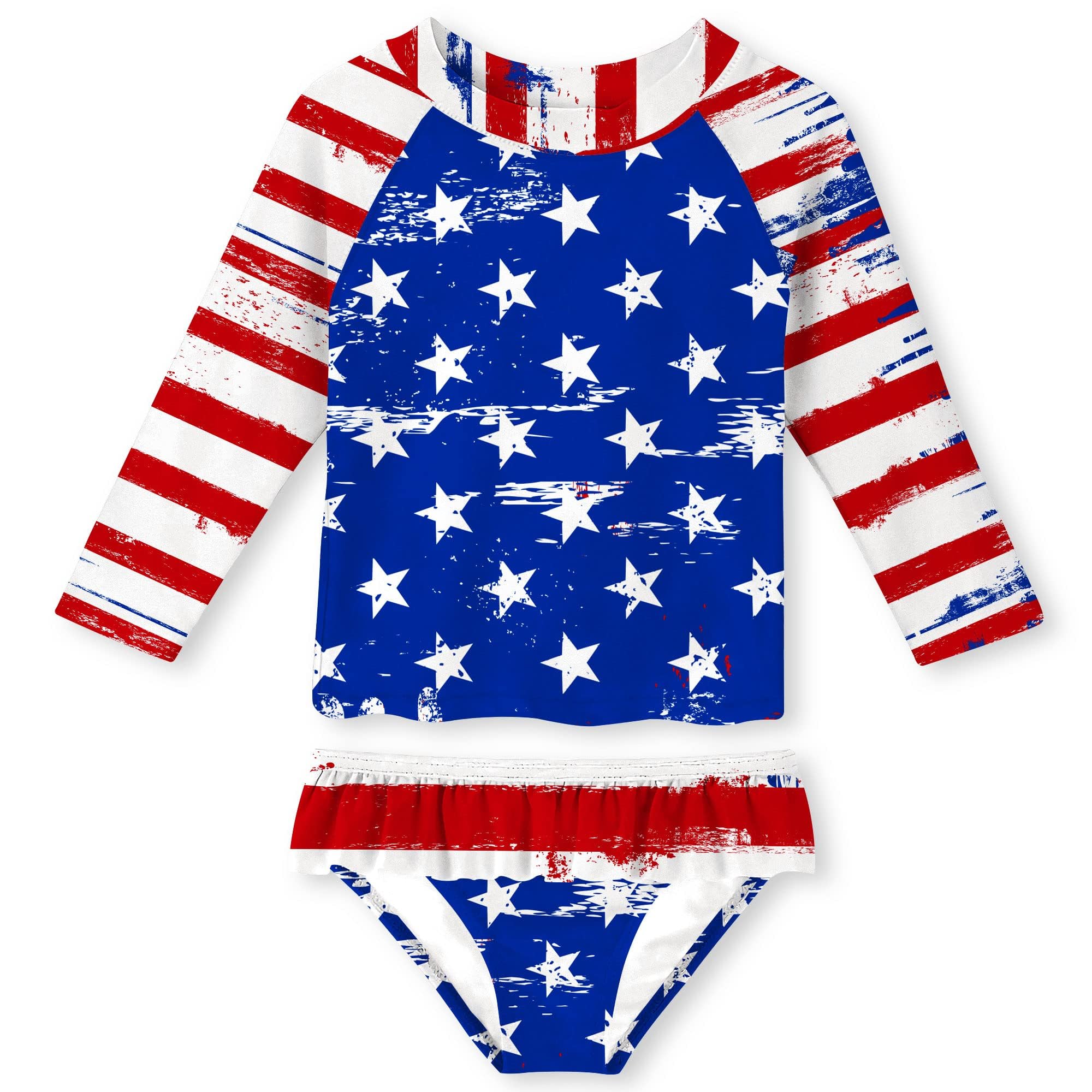 Snapklik.com : Uideazone Kids Girls American Flag Swimsuit Set 4Th Of ...