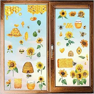 Amazon.com: CRASPIRE 8 Styles Bee Sunflower Window Decals Honey ...