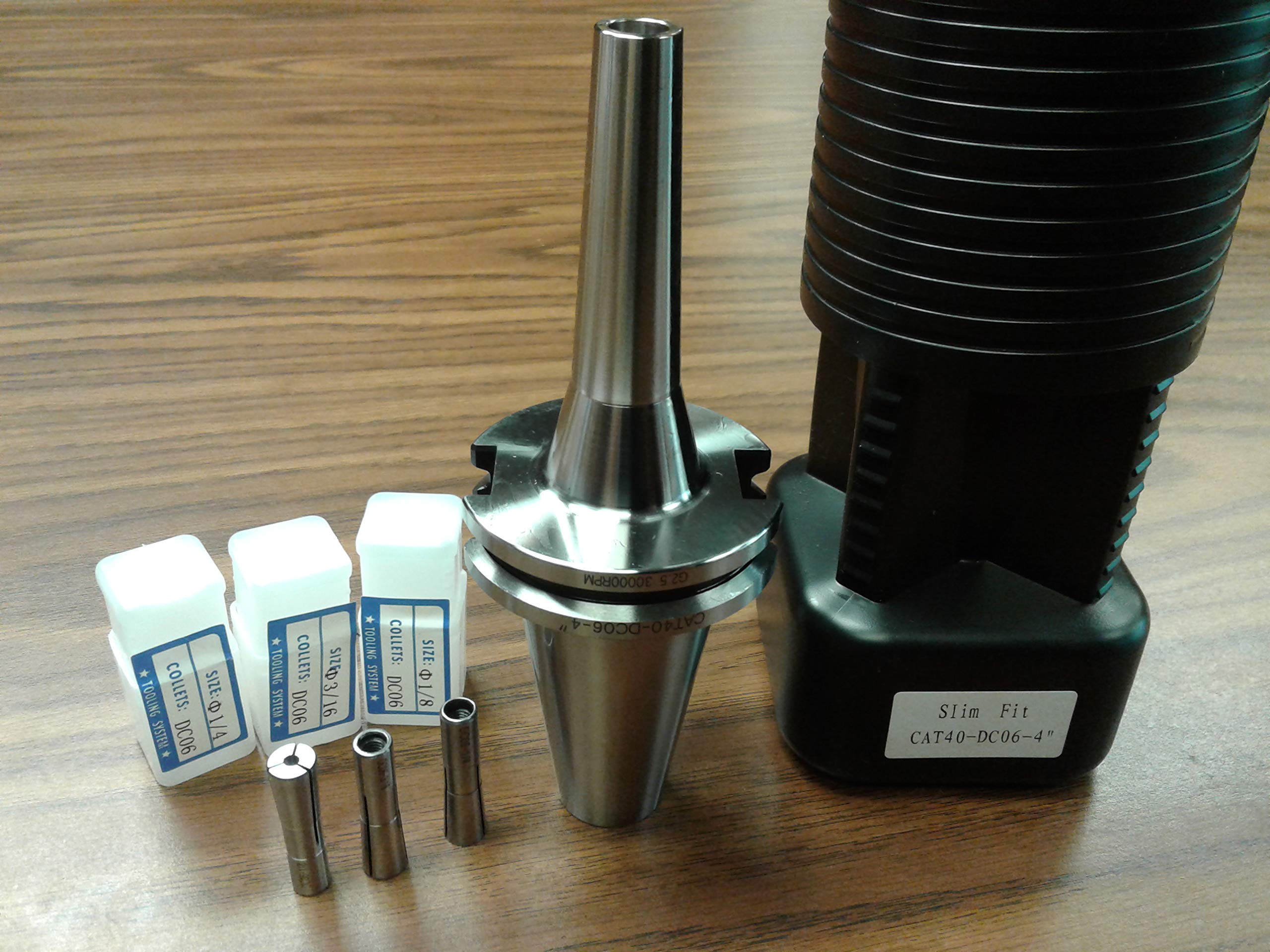 Slim Fit Collet Chuck CAT40-DC06-4" & 3 Collets 1/8",3/16",1/4" #CAT40 ...