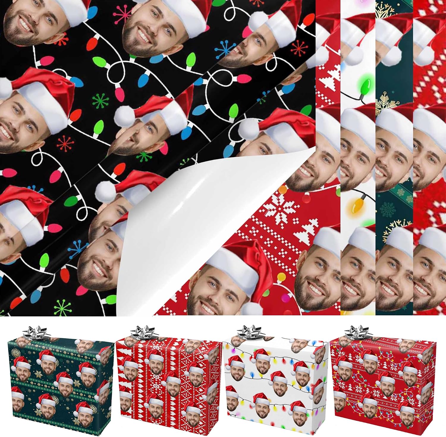 Amazon.com: PrintMyWay Custom Christmas Wrapping Paper Rolls with Name ...