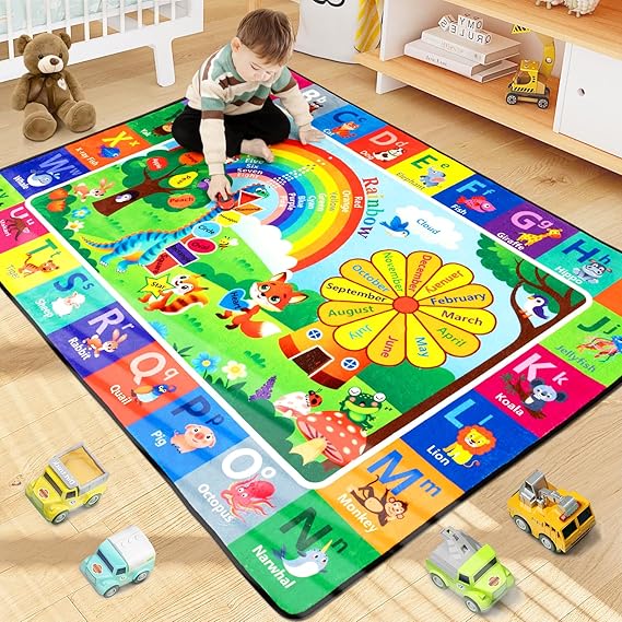 Amazon.com: Diysani ABC Rug for Kids Playroom, Rainbow Alphabet Carpet ...