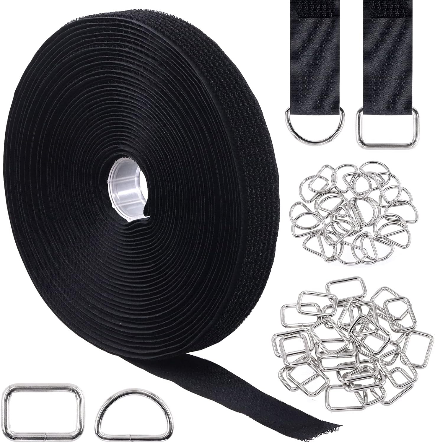 Amazon.com: Tanstic 51Pcs Hook and Loop Straps with Metal Buckles, 1in ...