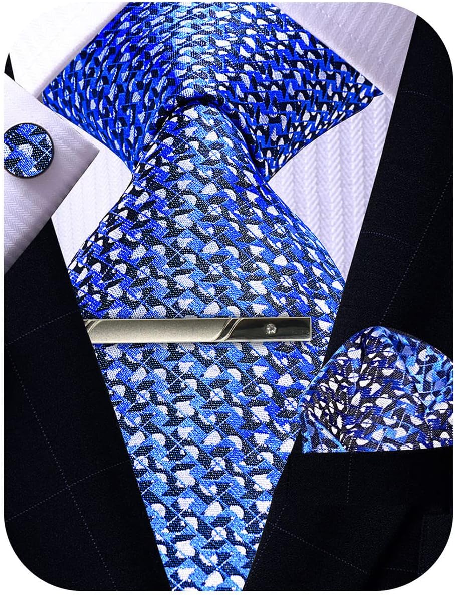 Amazon.com: ROBERTO GABBANI Mens Designer Blue Tie and Pocket Square ...