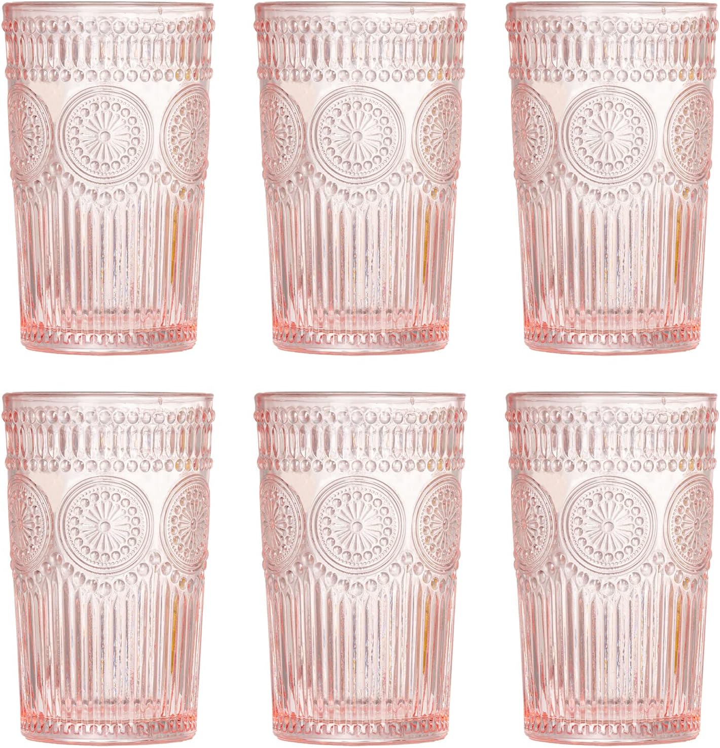Amazon.com | abrwyy Pink Glassware set of 4, Vintage Drinking Glasses ...