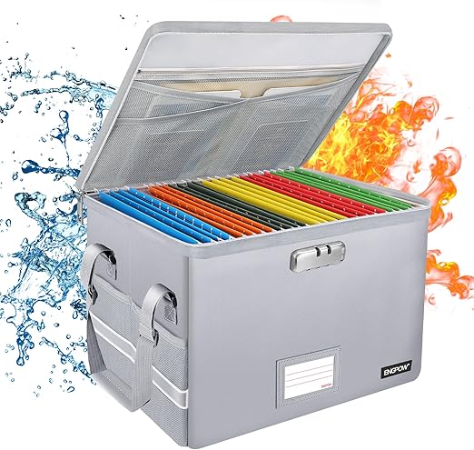 ENGPOW File Box with Lock,Fireproof Document Box with Zipper＆Pockets ...