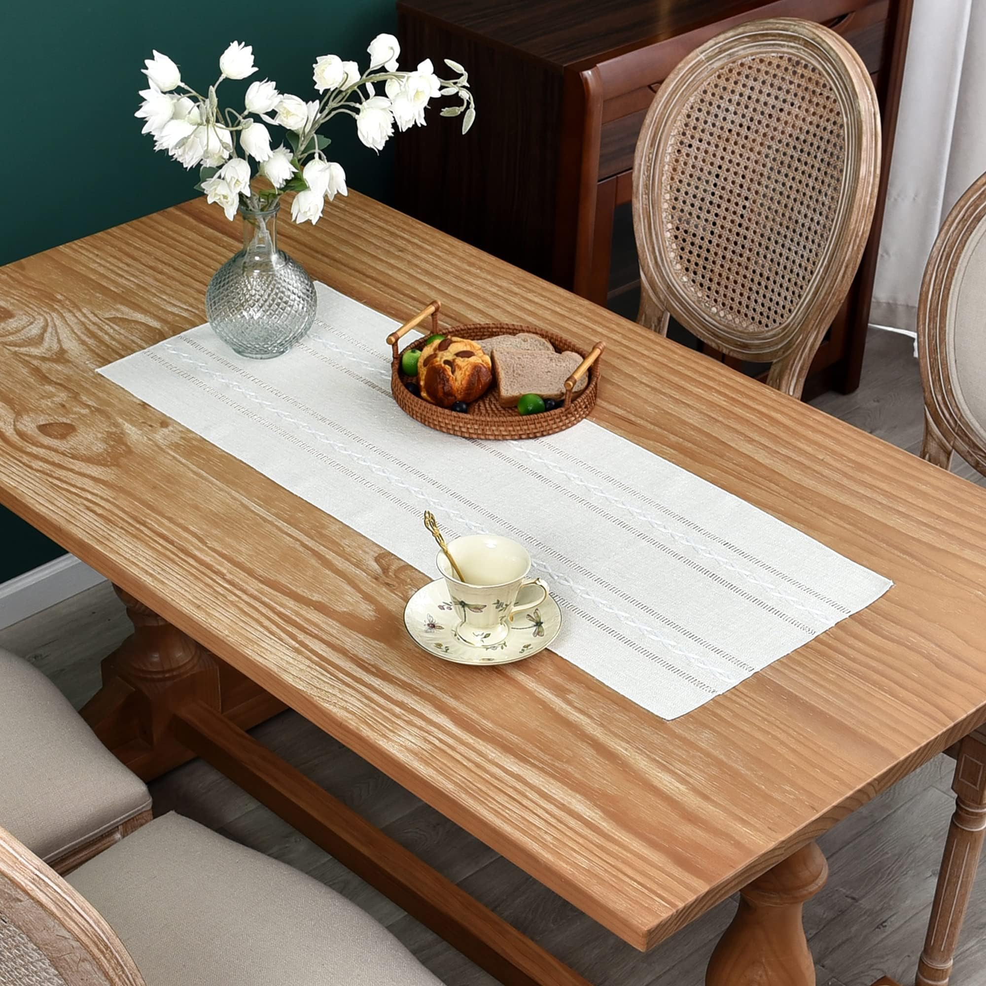 Amazon.com: A LuxeHome White and Grey Modern Contemporary Embroidered ...