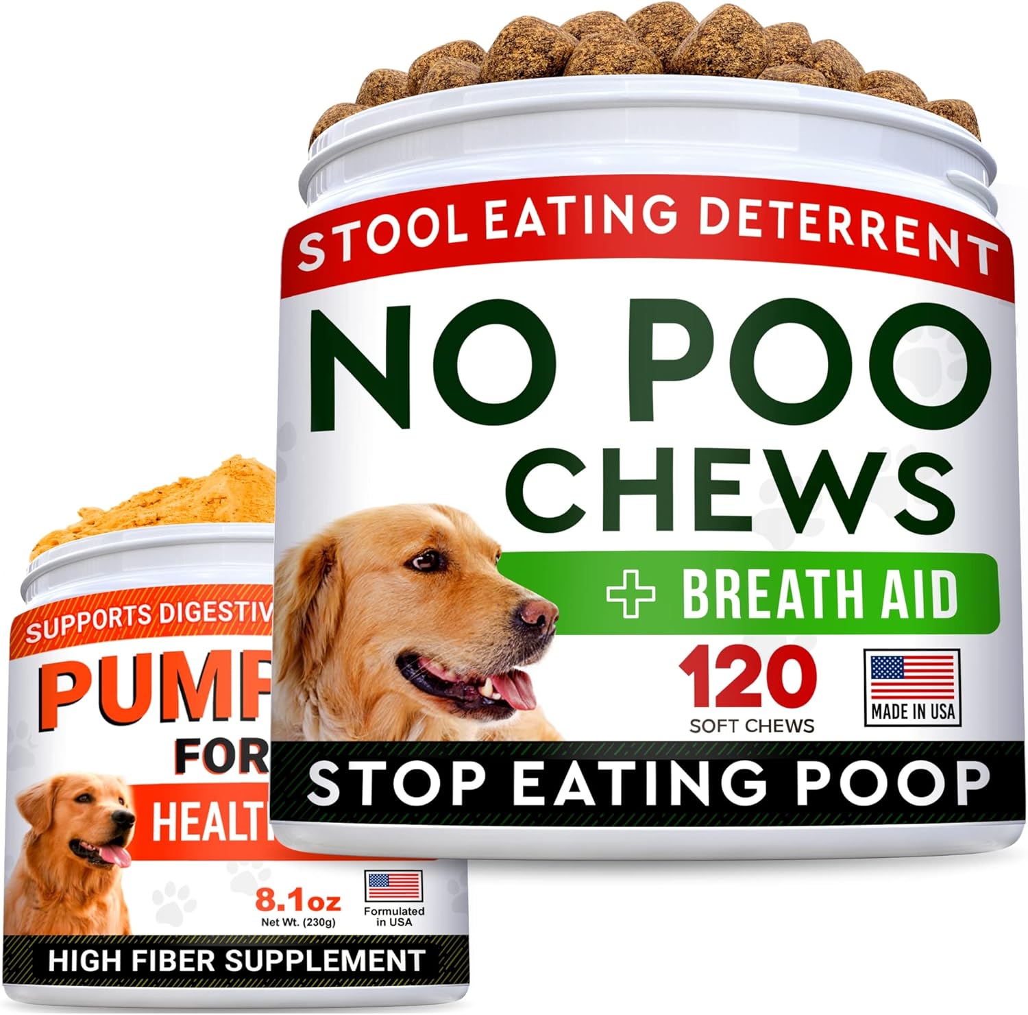 Amazon.com : No Poo + Pumpkin for Dogs Bundle - Coprophagia Stool ...