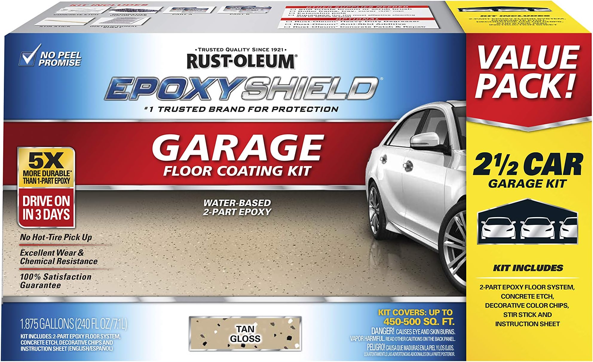 Rust-Oleum 306328 RockSolid Pearlescent 1 Car Garage Floor Coating Kit ...