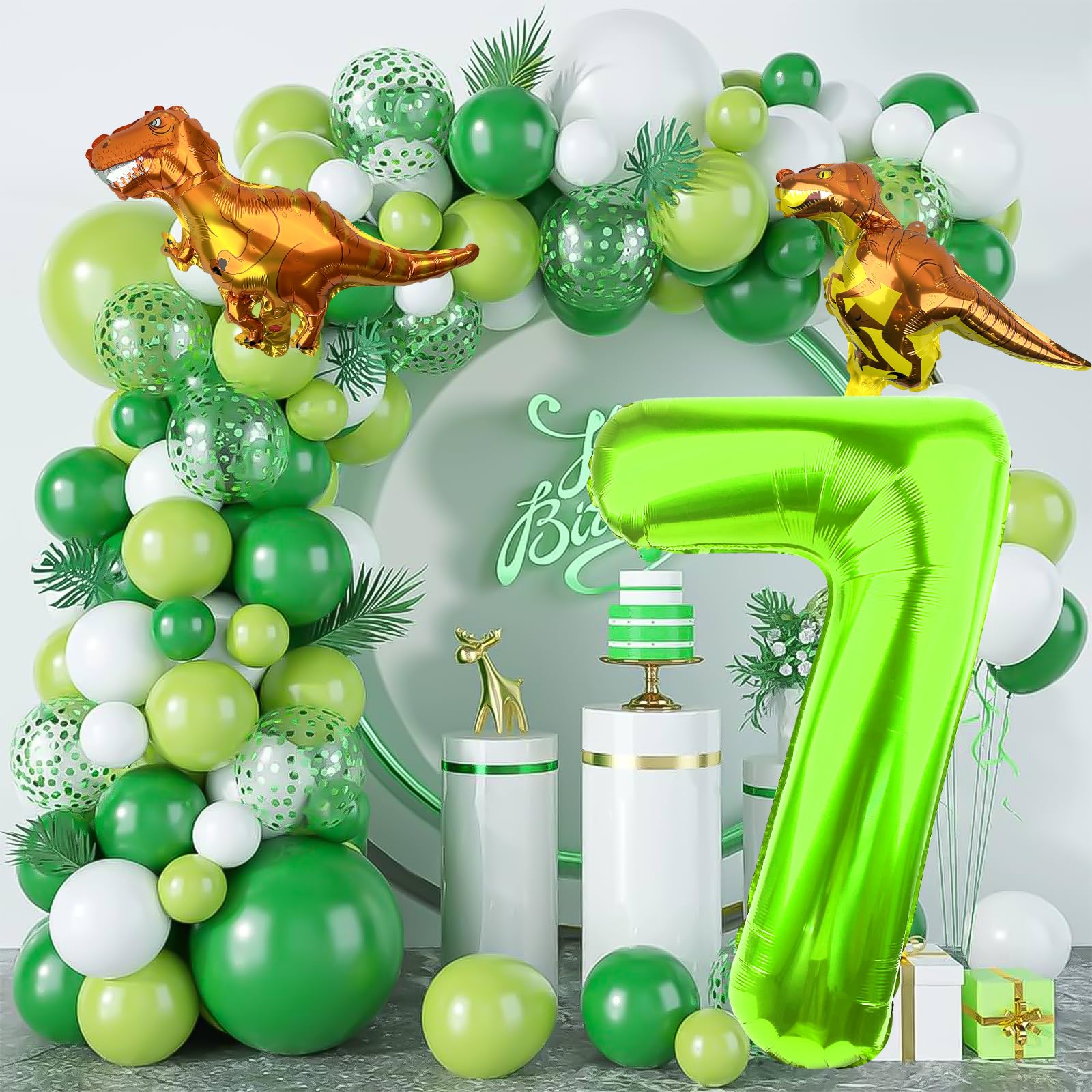 Snapklik.com : Dinosaur Number 7 Ballloon, 40 Inch Green Number 7 ...