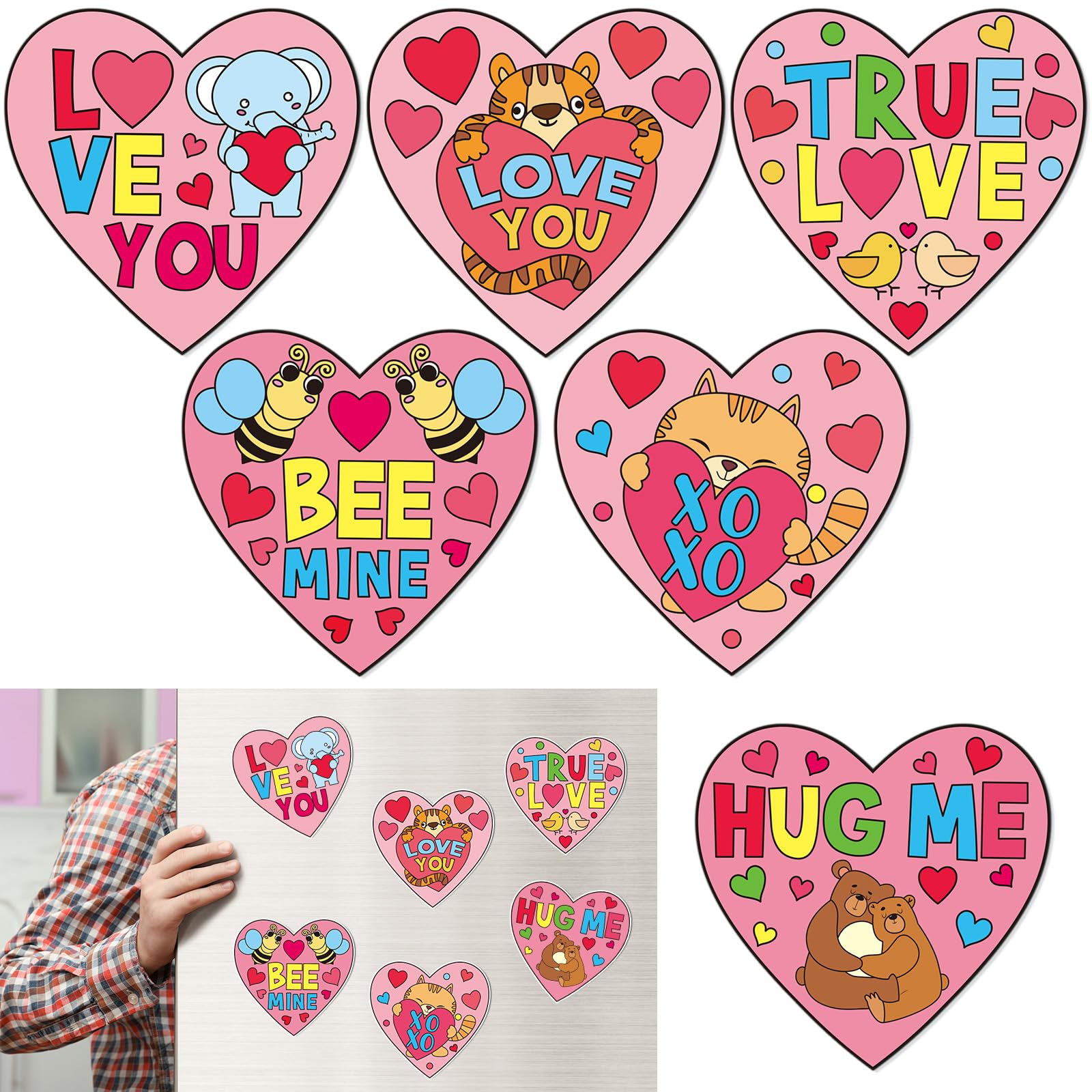 Amazon.com: Realspring 24 Sets Valentine's Day Crafts Heart Magnet ...