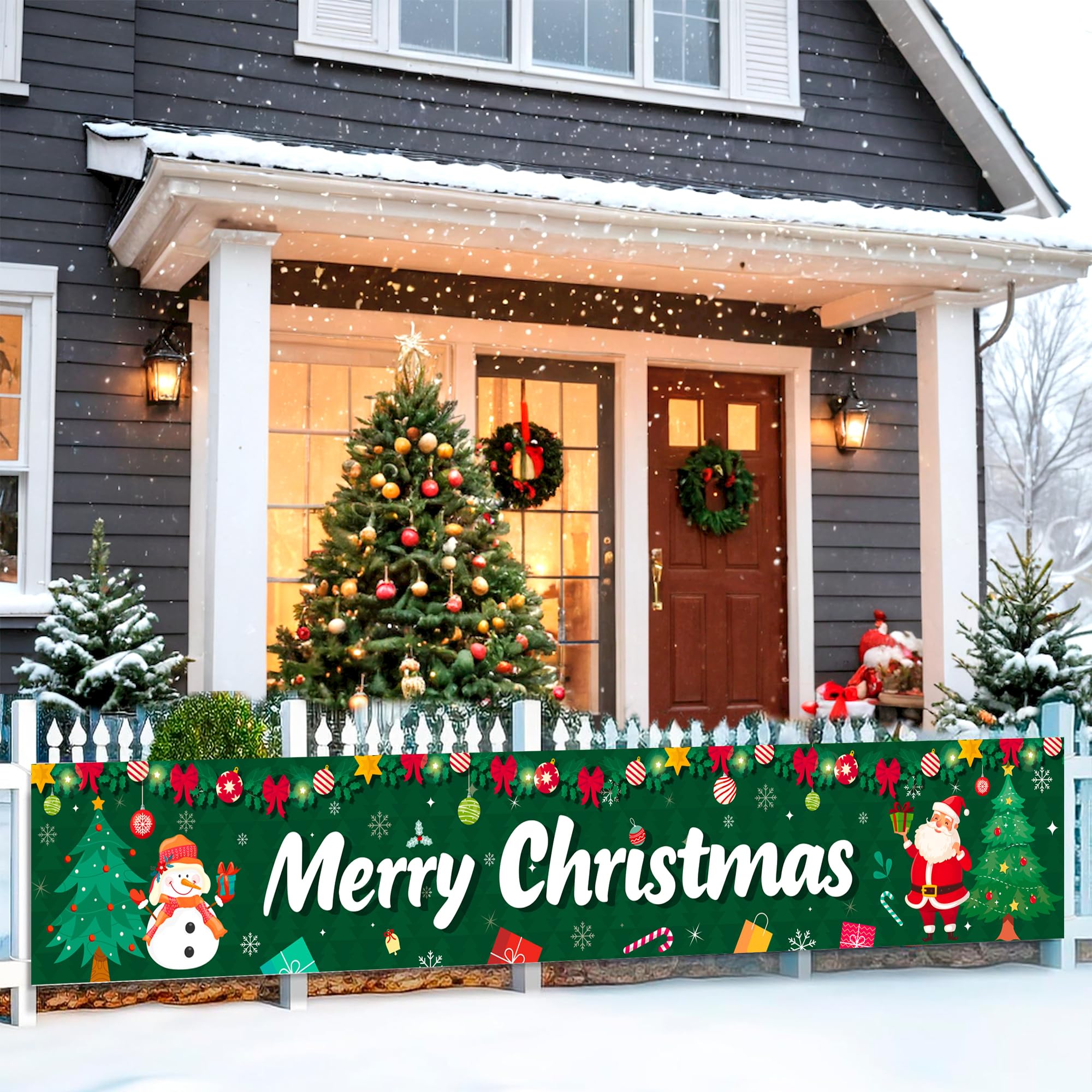 Amazon.com: Merry Christmas Yard Banner, 118x19.6'' Christmas Fence ...