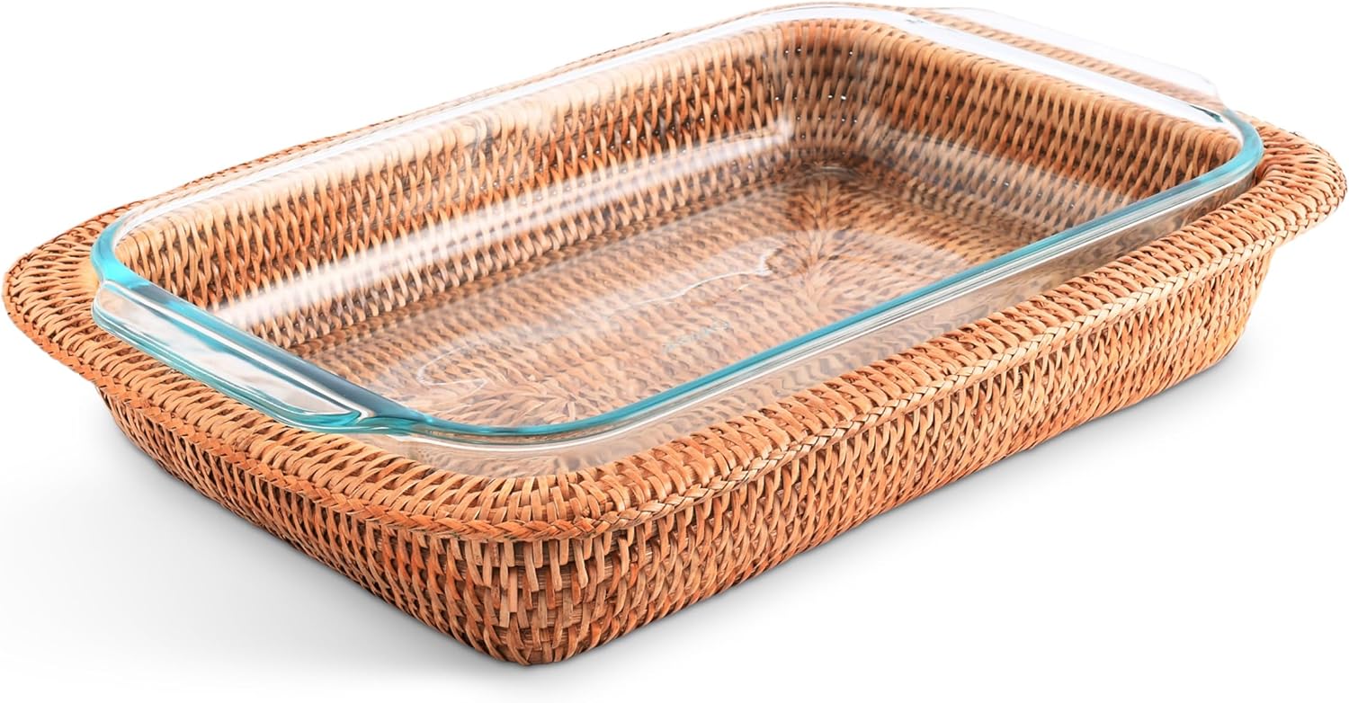 Amazon.com: Vagabond House Handmade Rattan Serving Dish Basket ...