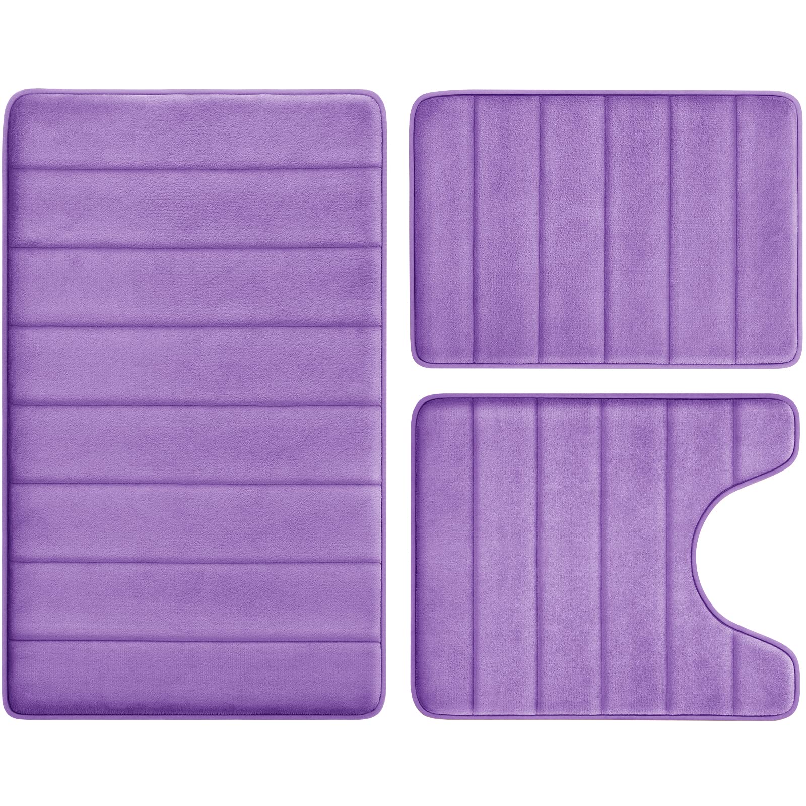 BYSURE Lavender Bathroom Rugs Sets 3 Piece Memory Foam Non Slip Bath ...