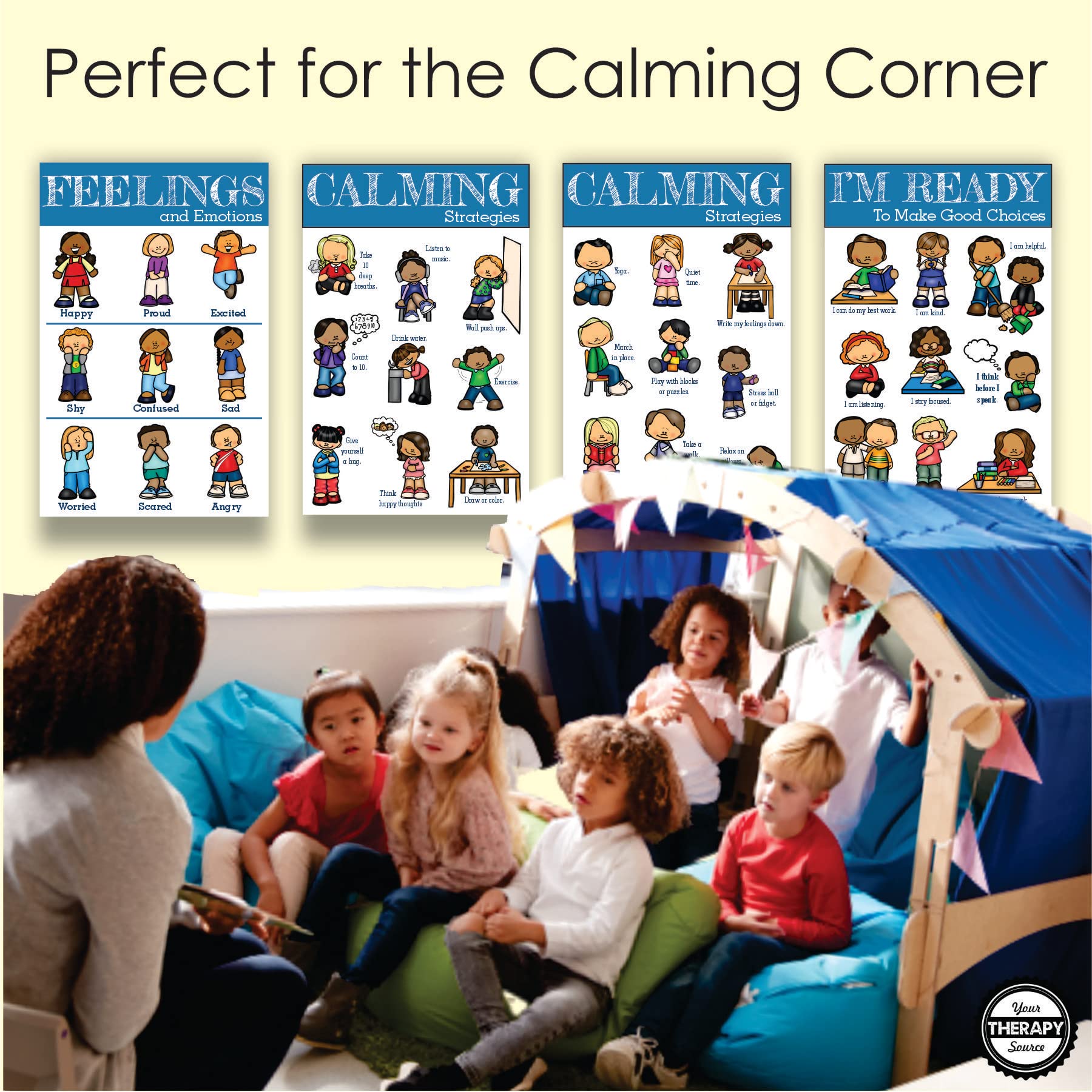 Calming Corner Pajean 10 Pcs Classroom Poster Eucalyptus Mental Health ...