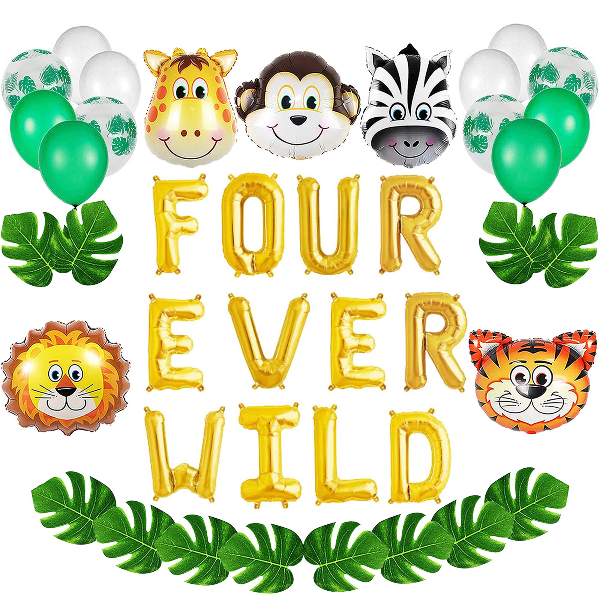 Buy FOUREVER WILD Balloons Birthday Decorations Kit, 16 inch FOUREVER ...