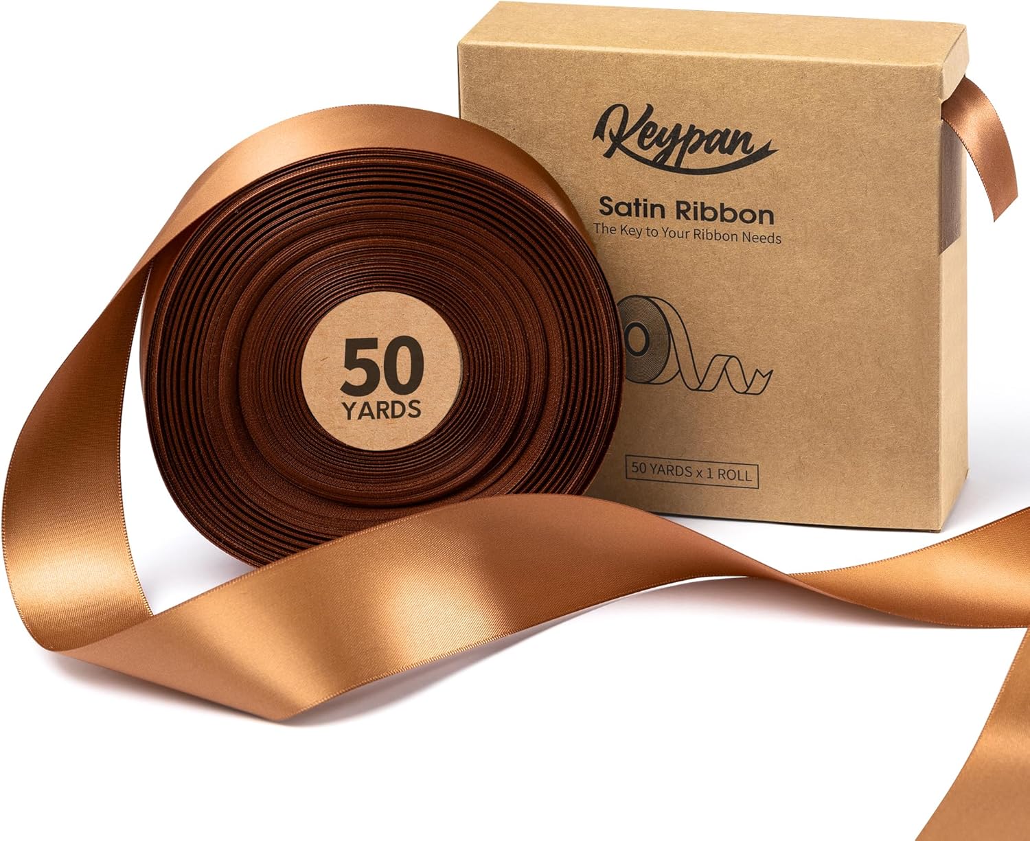 Amazon.com: Keypan Brown Satin Ribbon 1-1/2 Inch 50 Yards Double-Faced ...