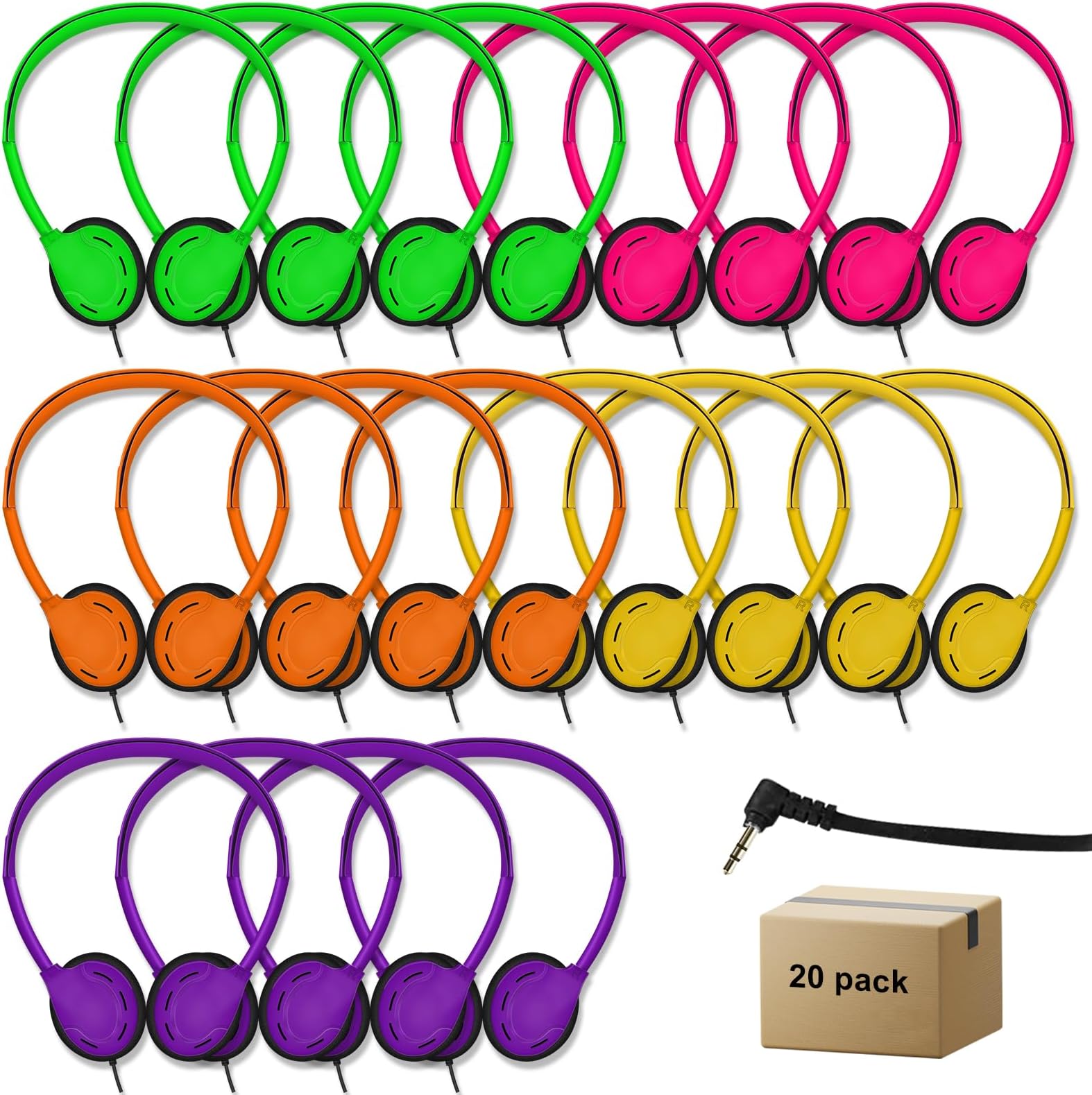 Amazon.com: ZHENWAY 20 Pack Class Set Headphones for Kids Students ...
