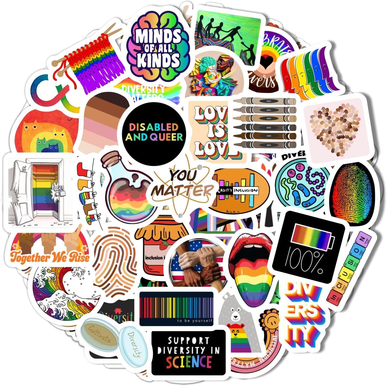 Amazon.com: BulbaCraft Diversity & Inclusion Stickers for Water Bottle ...