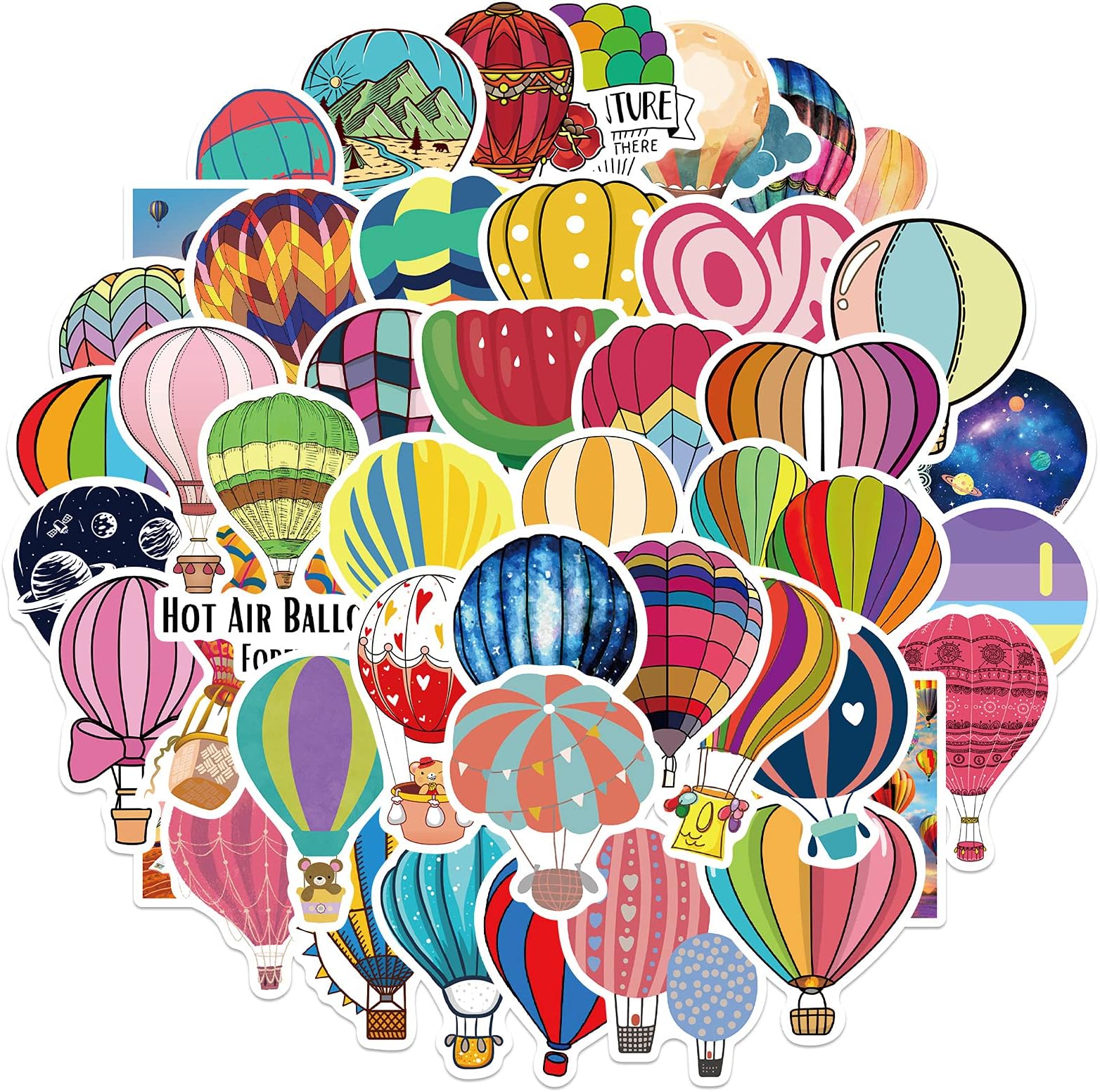 Amazon.com: Yaroelrd Hot Air Balloon Stickers 50 Pieces Aesthetic ...