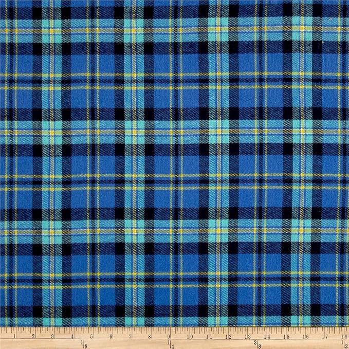 Amazon.com: Yarn Dyed Flannel Carloto Blue, Fabric by the Yard