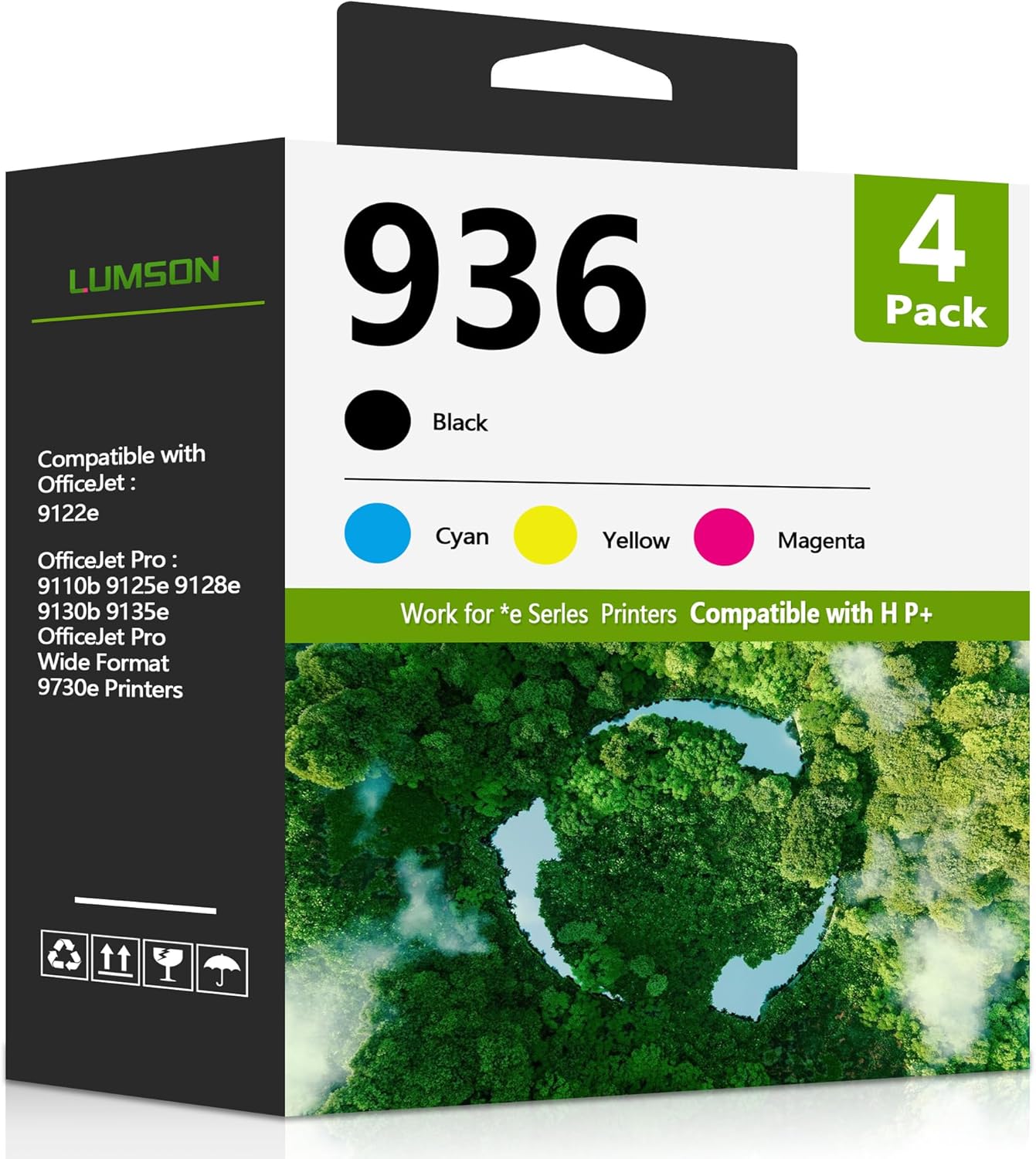 936 Ink Cartridges 4-Pack (Black Cyan Magenta Yellow) Compatible 936 ...